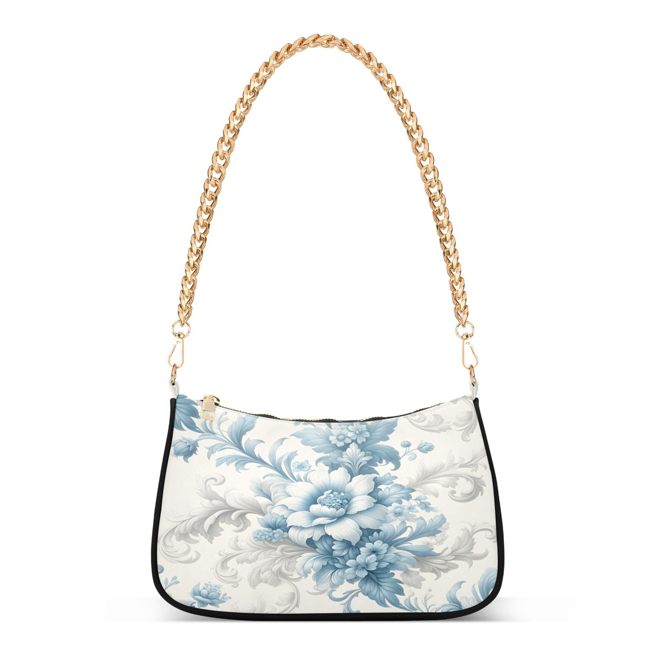 Ryvnso Flower Blue Womens Chain Shoulder Bag Tote Handbags Clutch Hobo ...