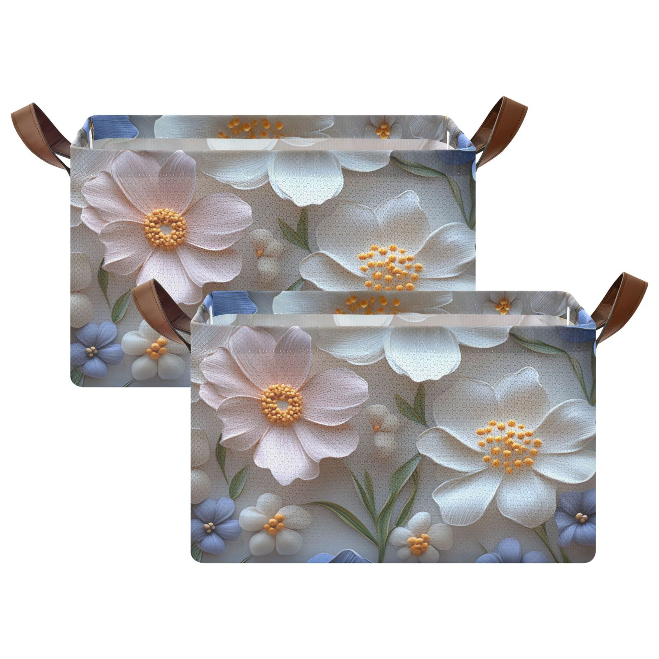 Ryvnso Flower Patern Storage Bins Large Basket Foldable Cube Toys ...