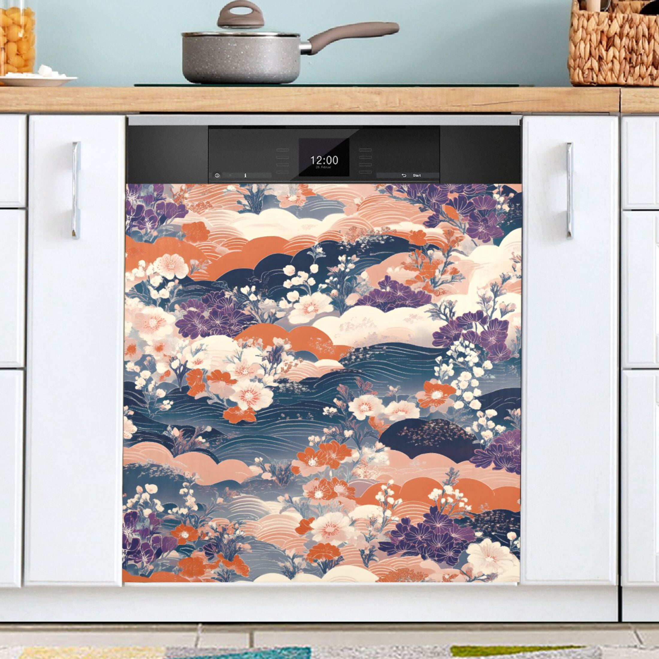 Ryvnso Flower Pattern Dishwasher Magnetic Refrigerator Magnet Cover ...