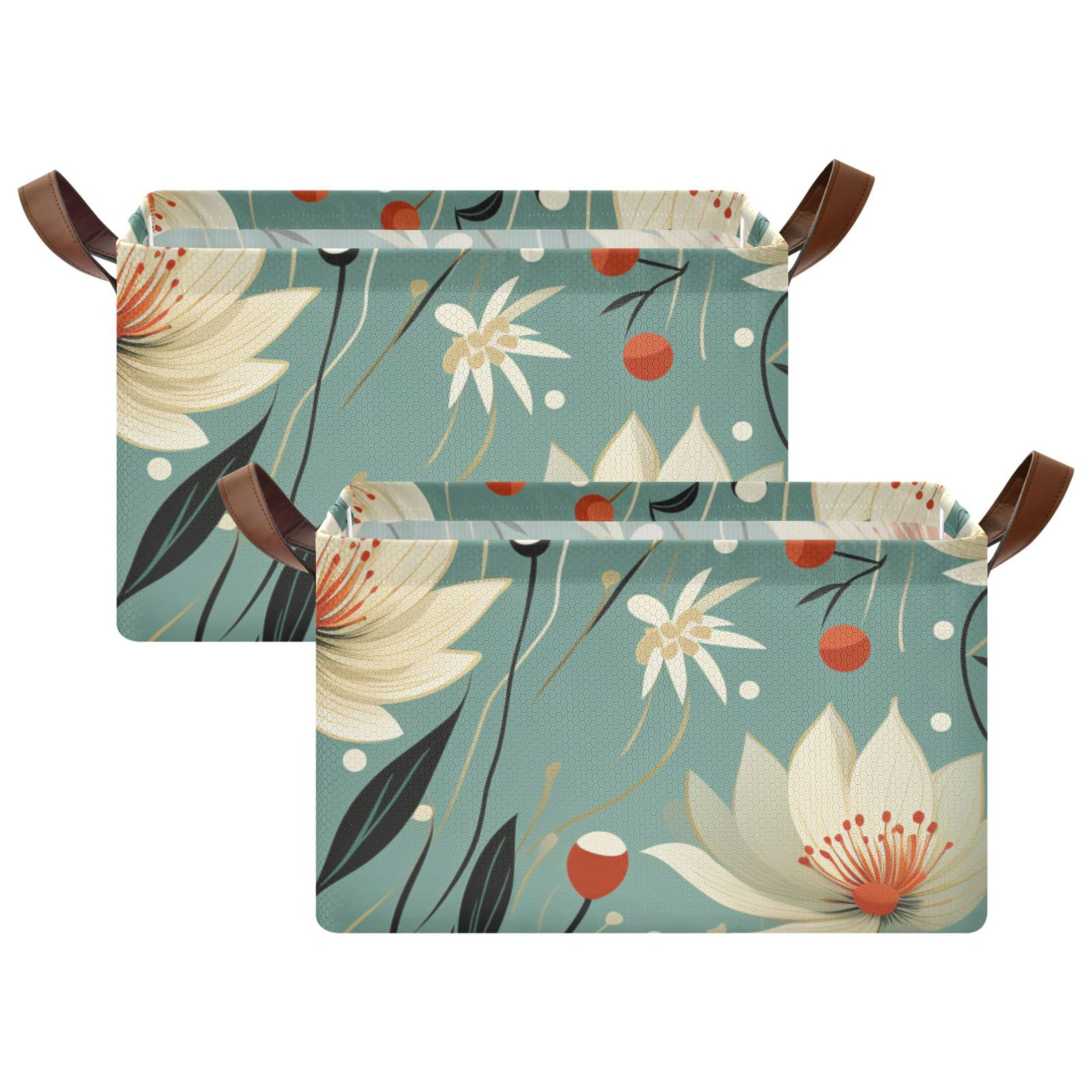 Ryvnso Flower and Leaf Storage Bins Large Basket Foldable Cube Toys ...