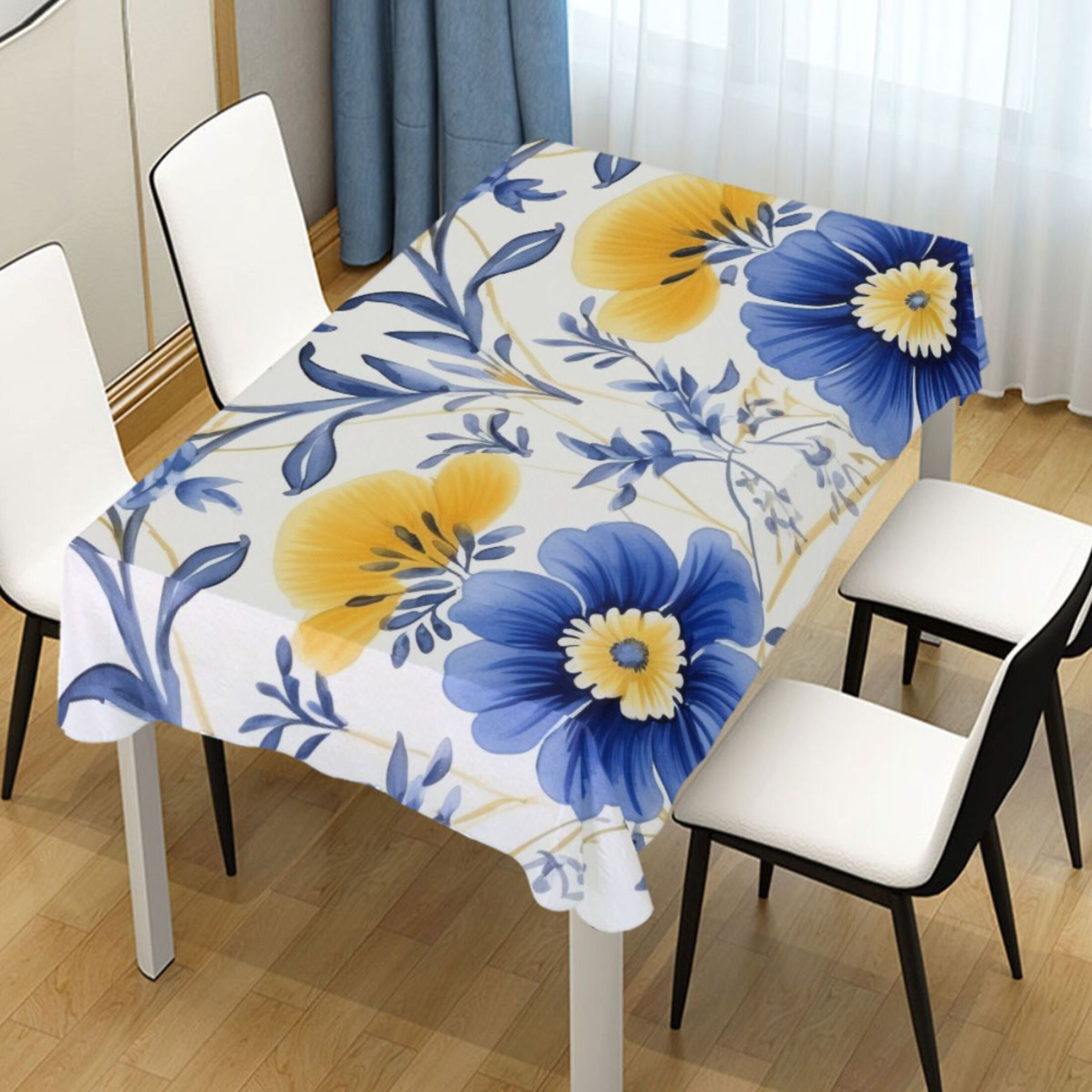 Ryvnso Flowers Blue Rectangle Table Cloth Tablecover Dinning Tablecloth ...