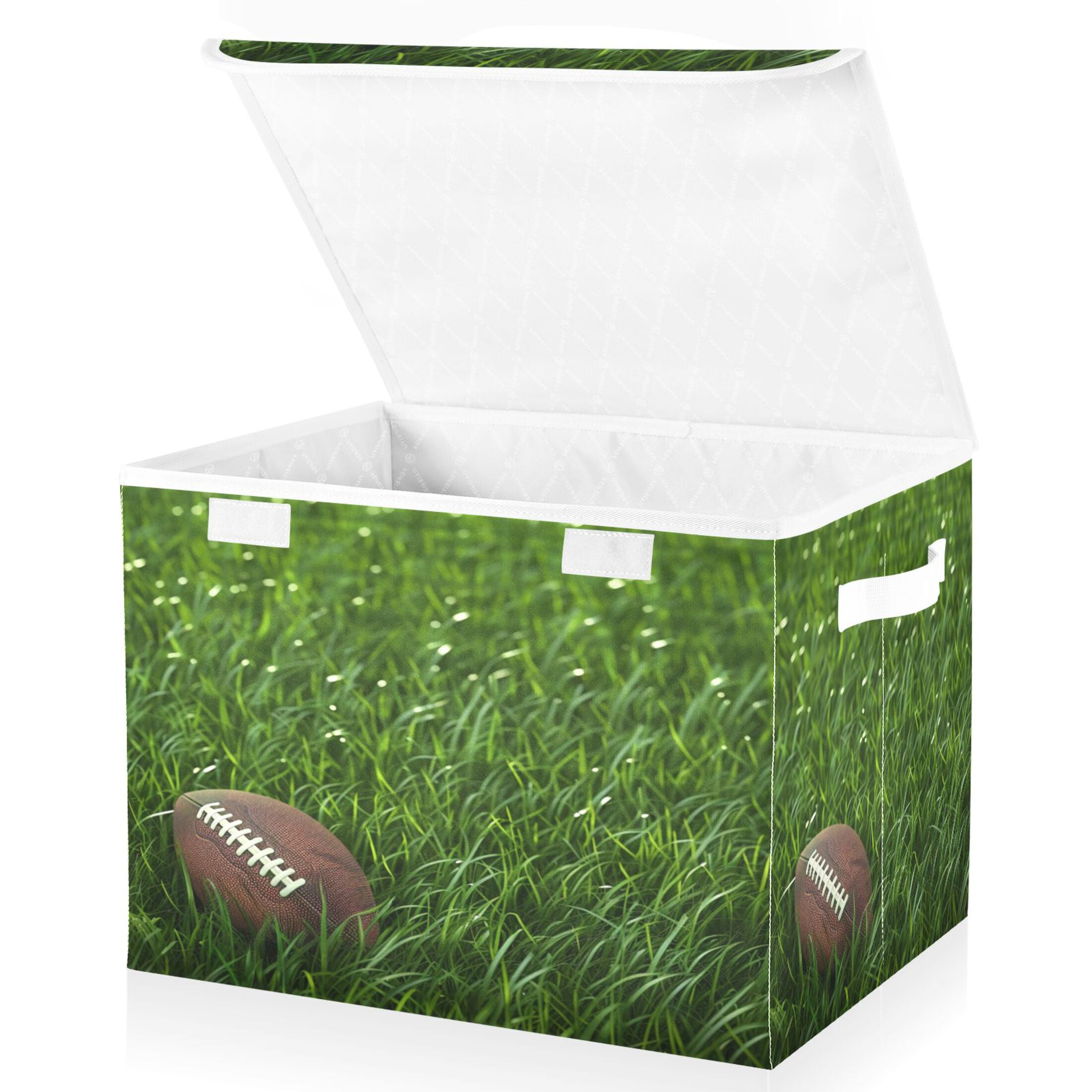 Ryvnso Football Grasses Large Lidded Foldable Storage Baskets Cubes ...