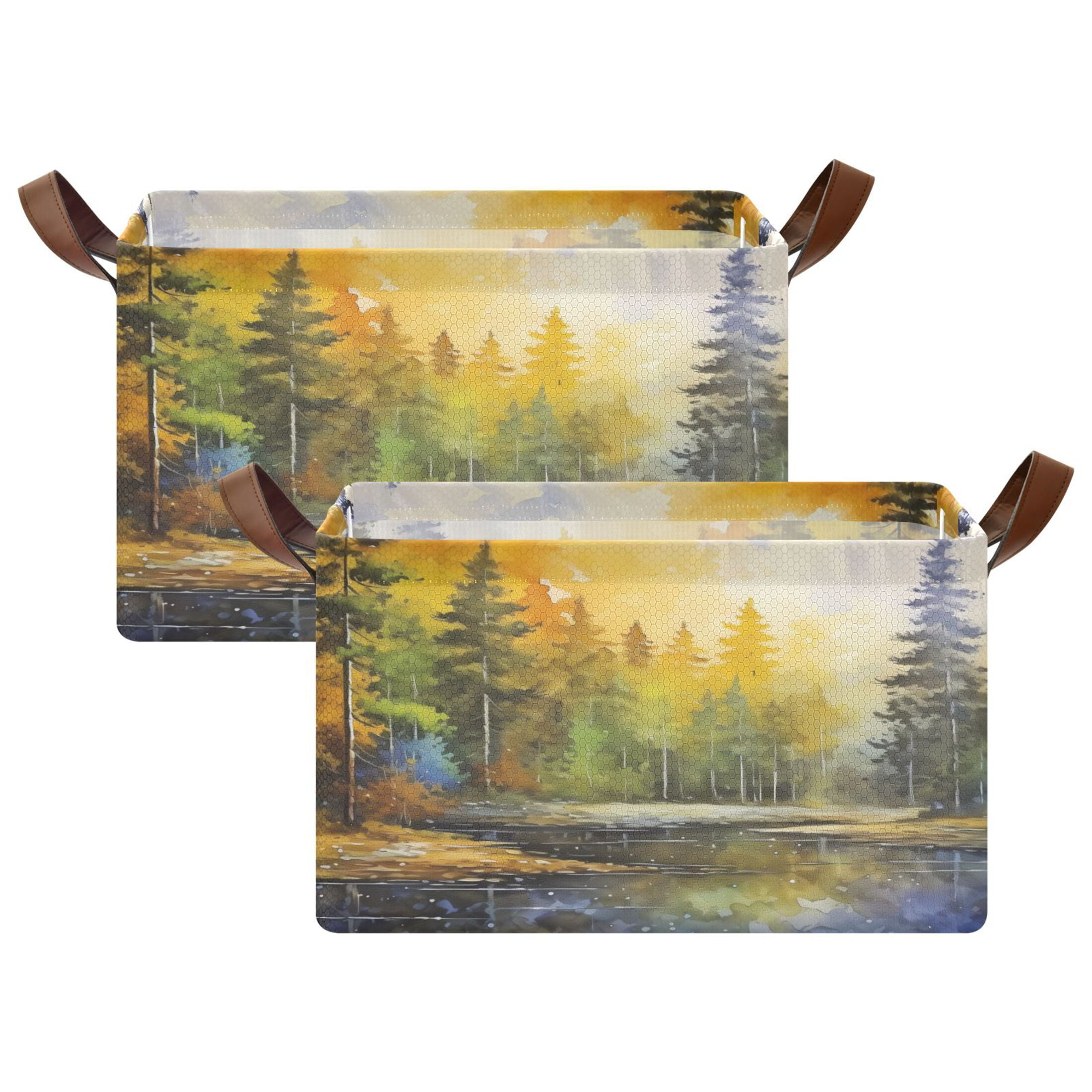 Ryvnso Forest Landscape Storage Bins Large Basket Foldable Cube Toys ...