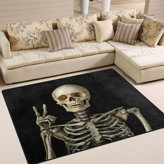 Ryvnso Funny Skeleton Area Floor Rugs Soft Non-Slip Large Mats Nursery ...