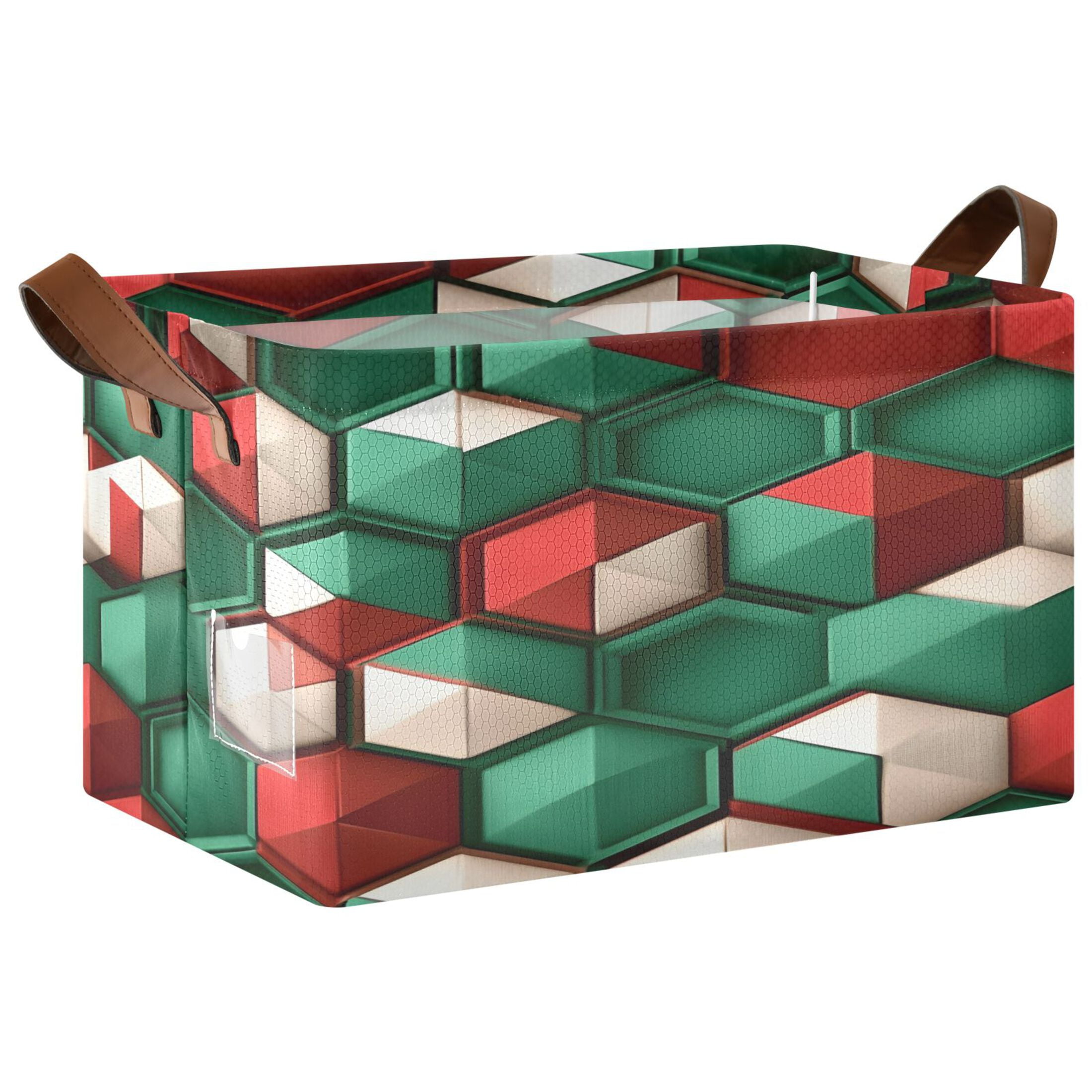 Ryvnso Geometric Green Pattern Storage Bins Large Basket Foldable Cube ...