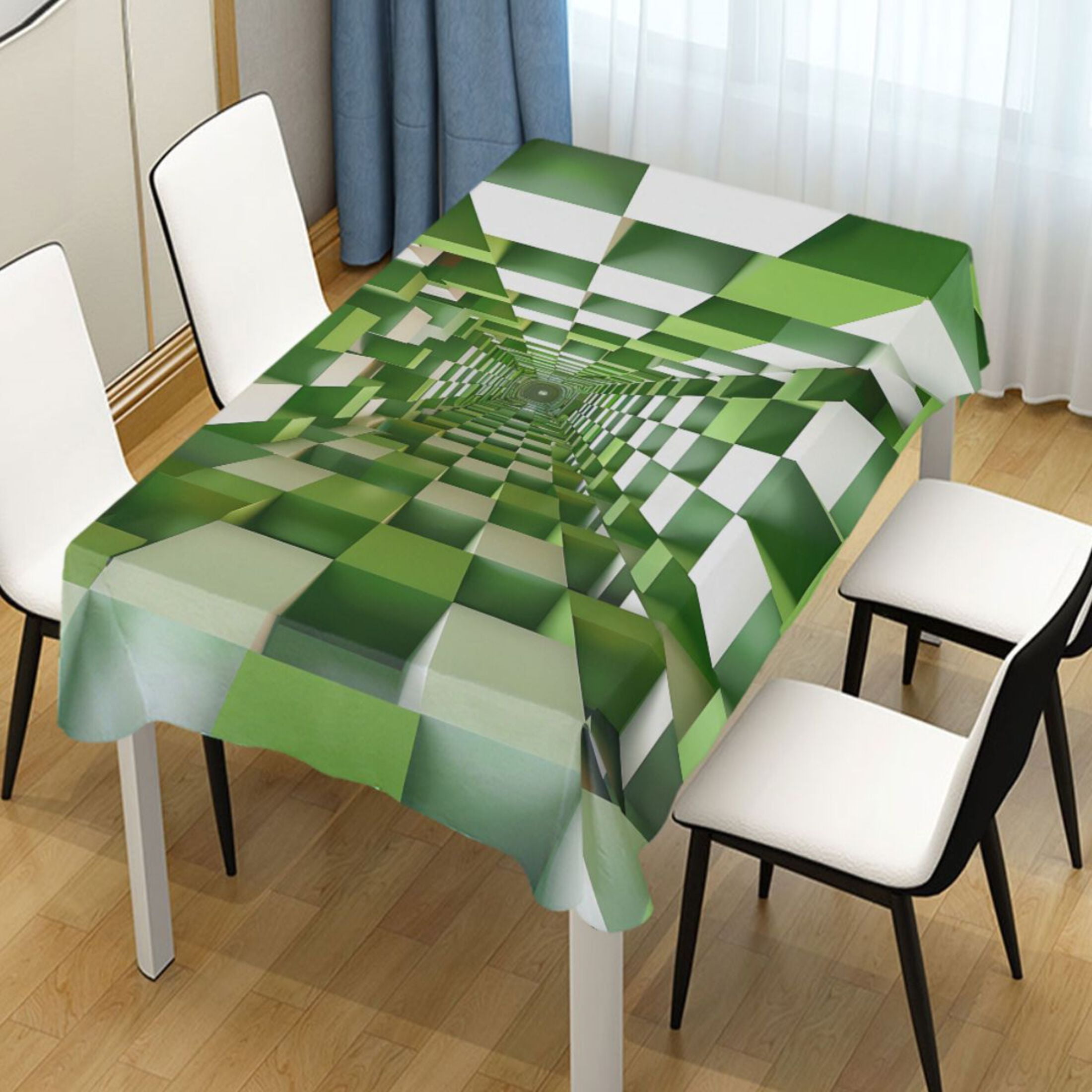 Ryvnso Geometric Illusion Rectangle Table Cloth Tablecover Dinning ...