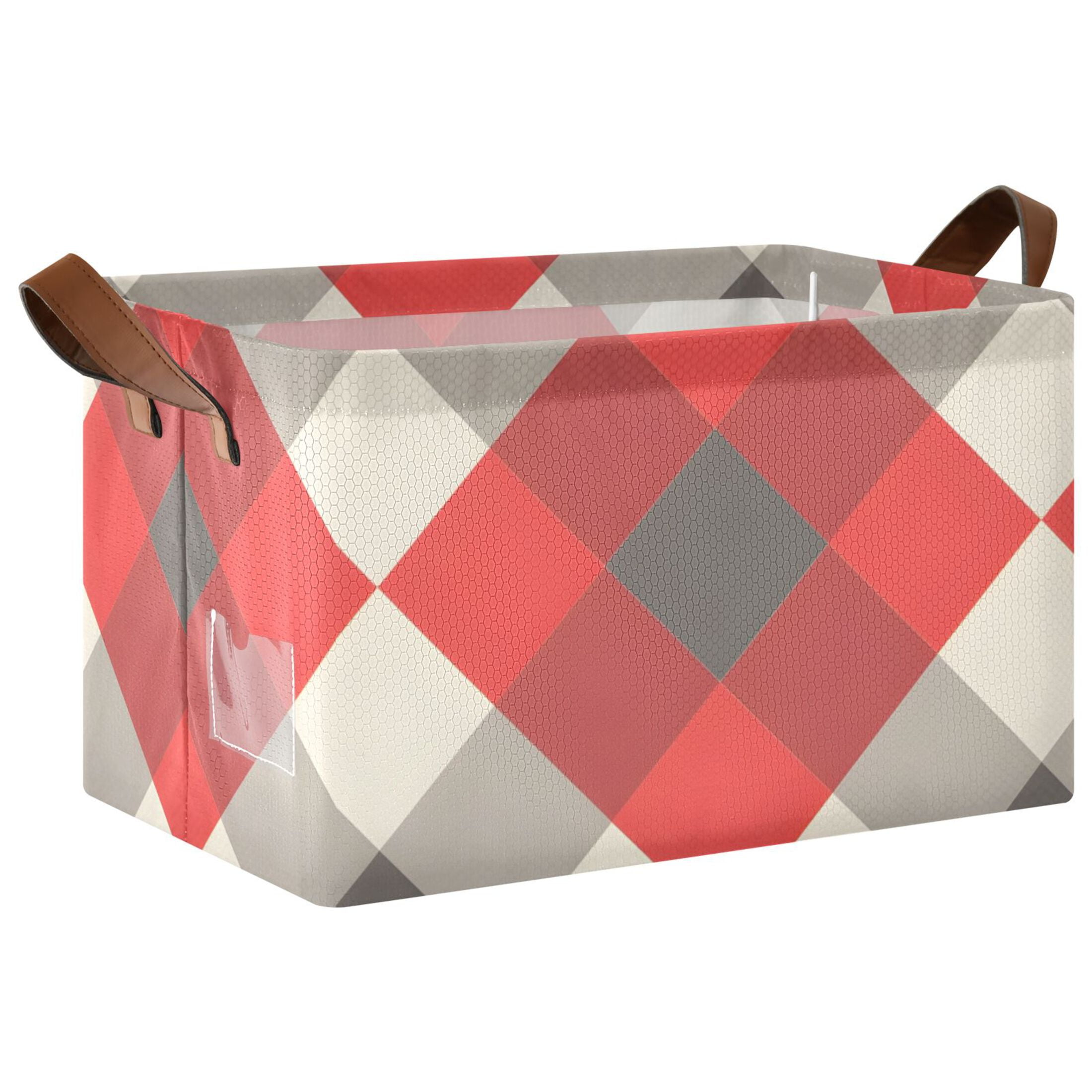 Ryvnso Geometry Checkered Grid Print Storage Bins Large Basket Foldable ...