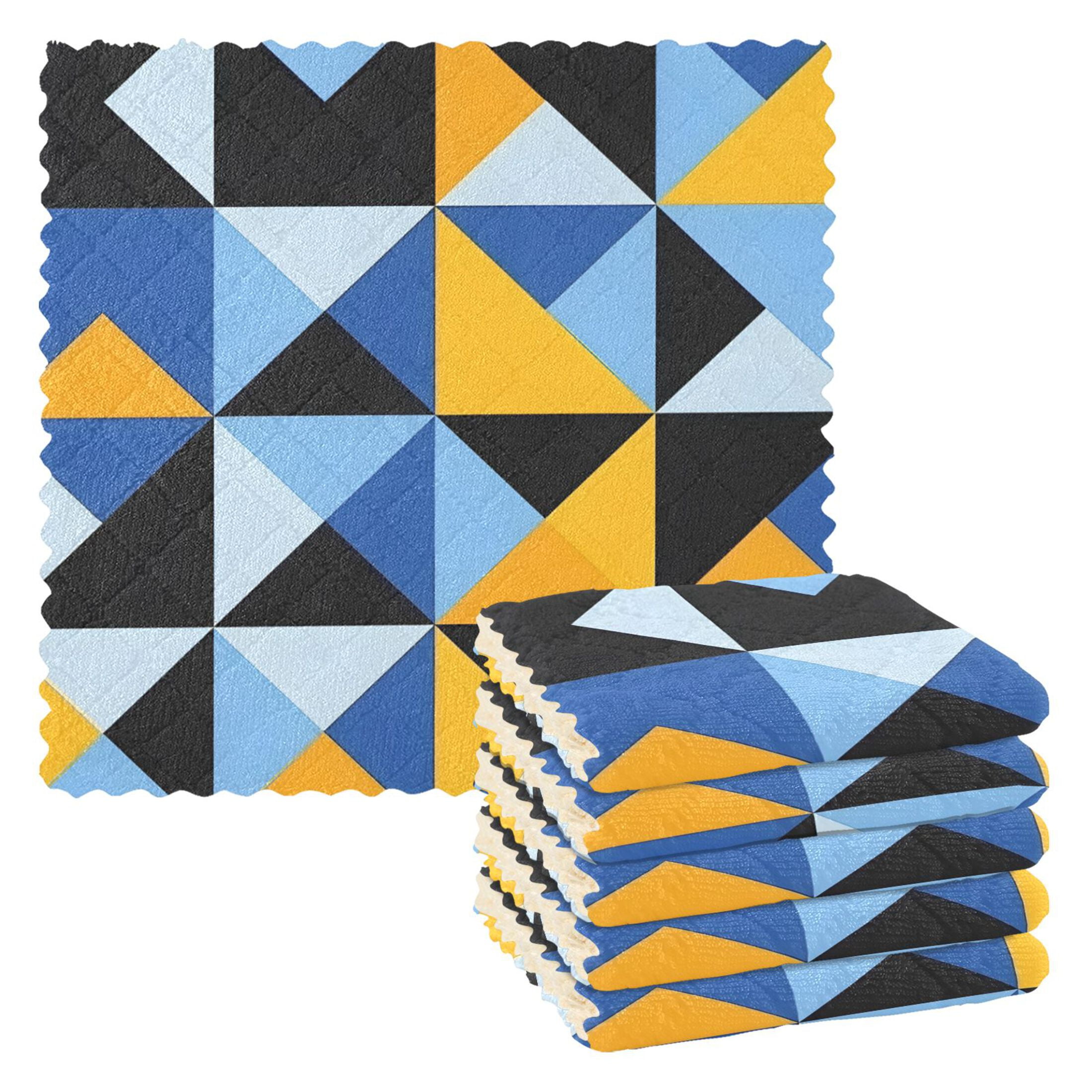 Ryvnso Geometry Triangle Pattern Kitchen Towels Dish Clothes for Drying ...