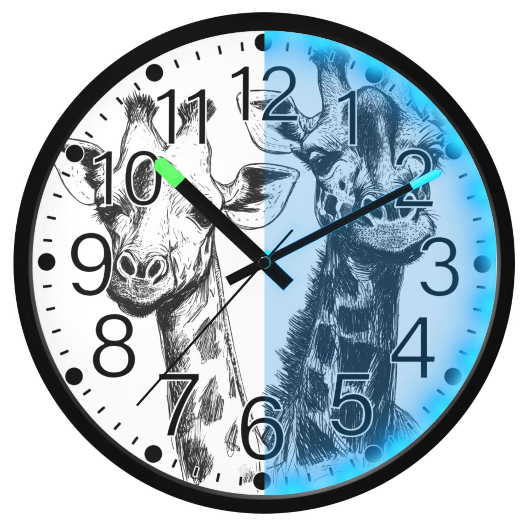 Ryvnso Giraffes 12 Inch Night Light Wall Clock Silent Battery Operated ...