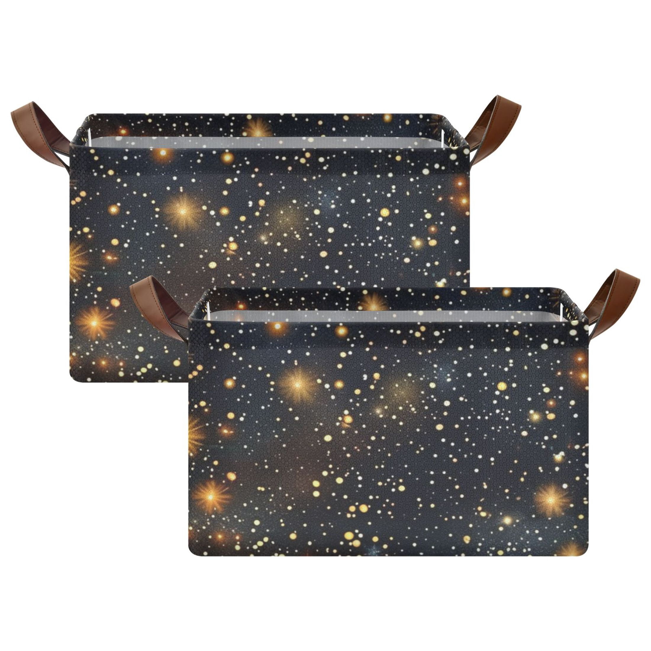 Ryvnso Glitter Shiny Galaxy Storage Bins Large Basket Foldable Cube ...