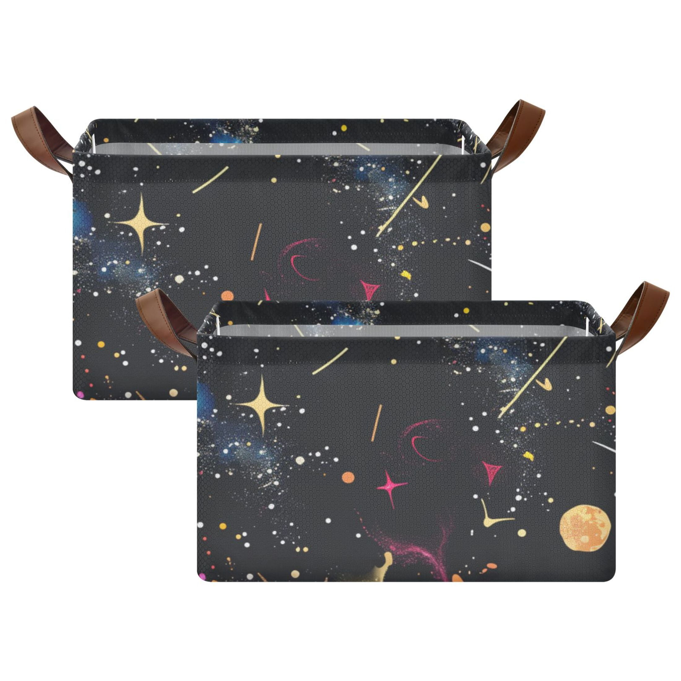 Ryvnso Glittering Galaxy Black Storage Bins Large Basket Foldable Cube ...
