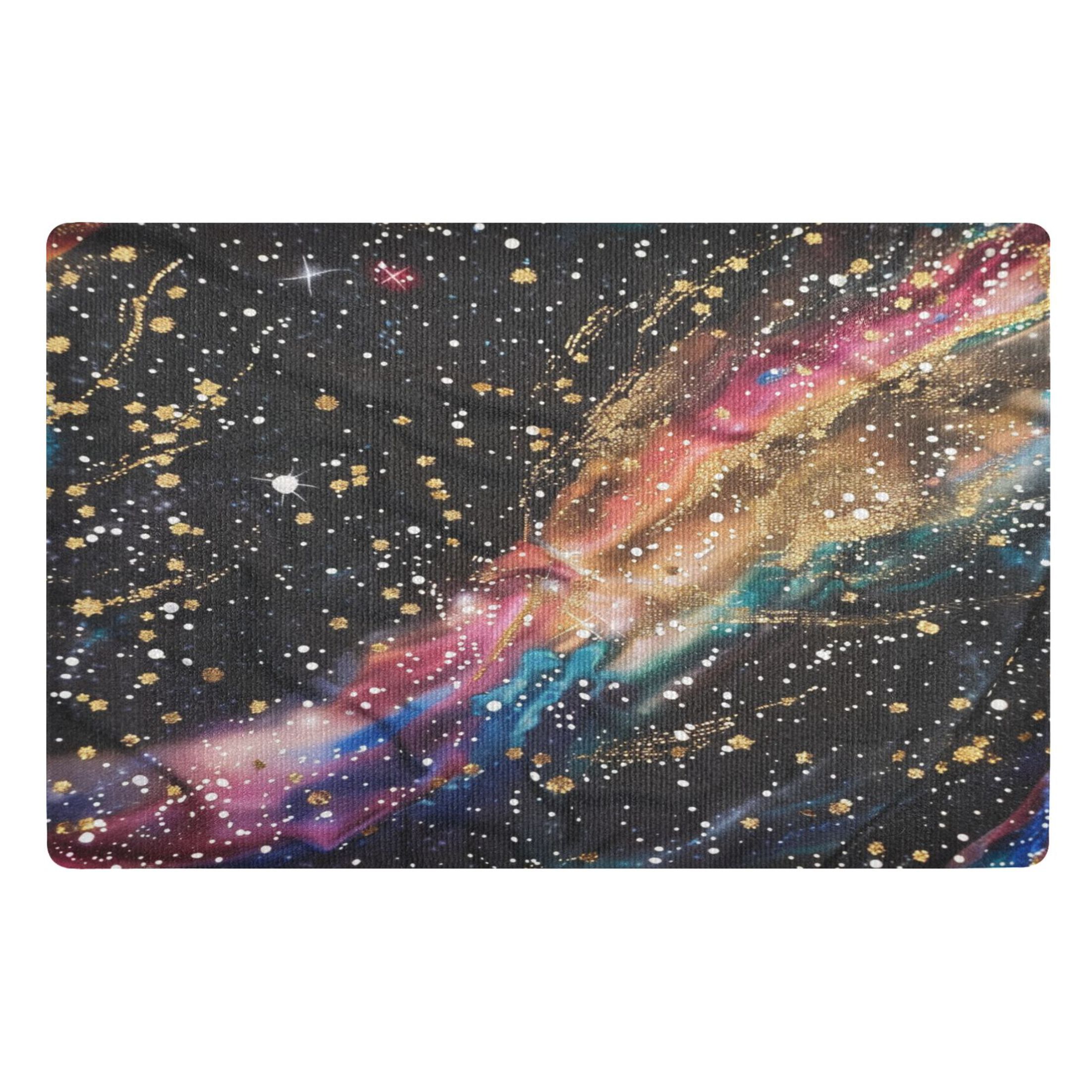 Ryvnso Glittering Galaxy with Golden Door Mats Outdoor Indoor Entrance ...