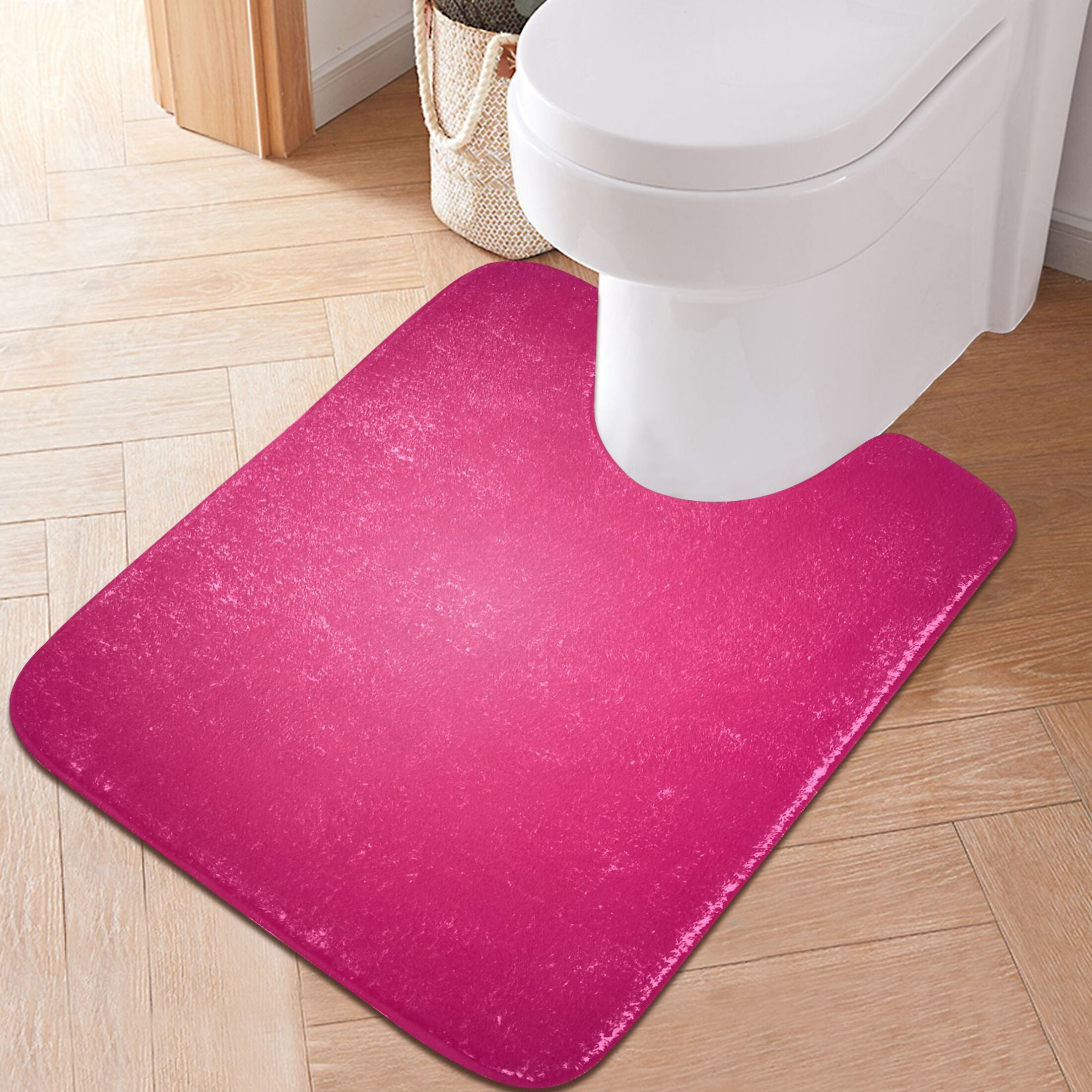 Ryvnso Gradient Deep Pink Bathroom Shaggy Rugs Toilet U Shape Mat Soft ...