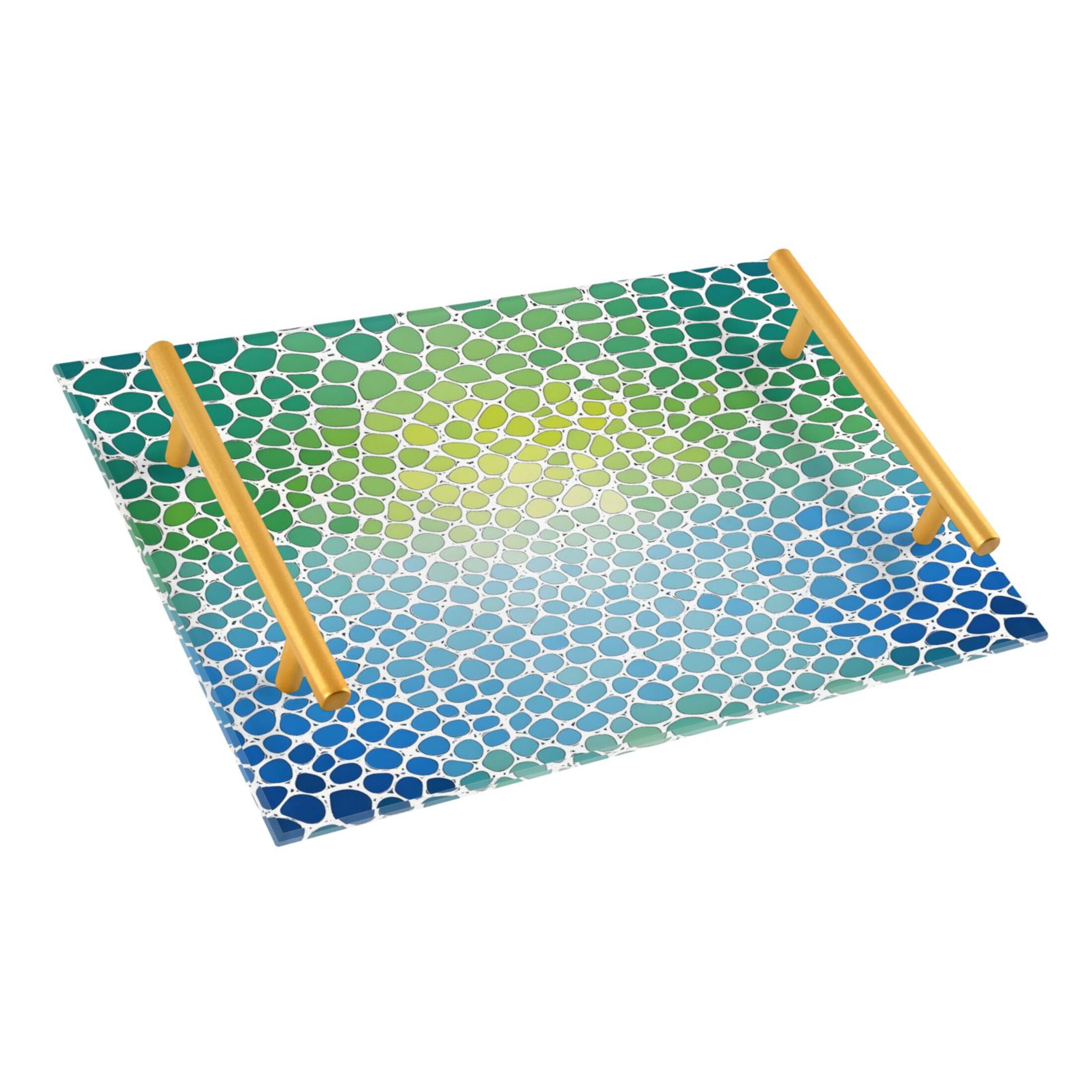 Ryvnso Gradient Green and Blue Bathroom Tray Vanity Countertop Trays ...