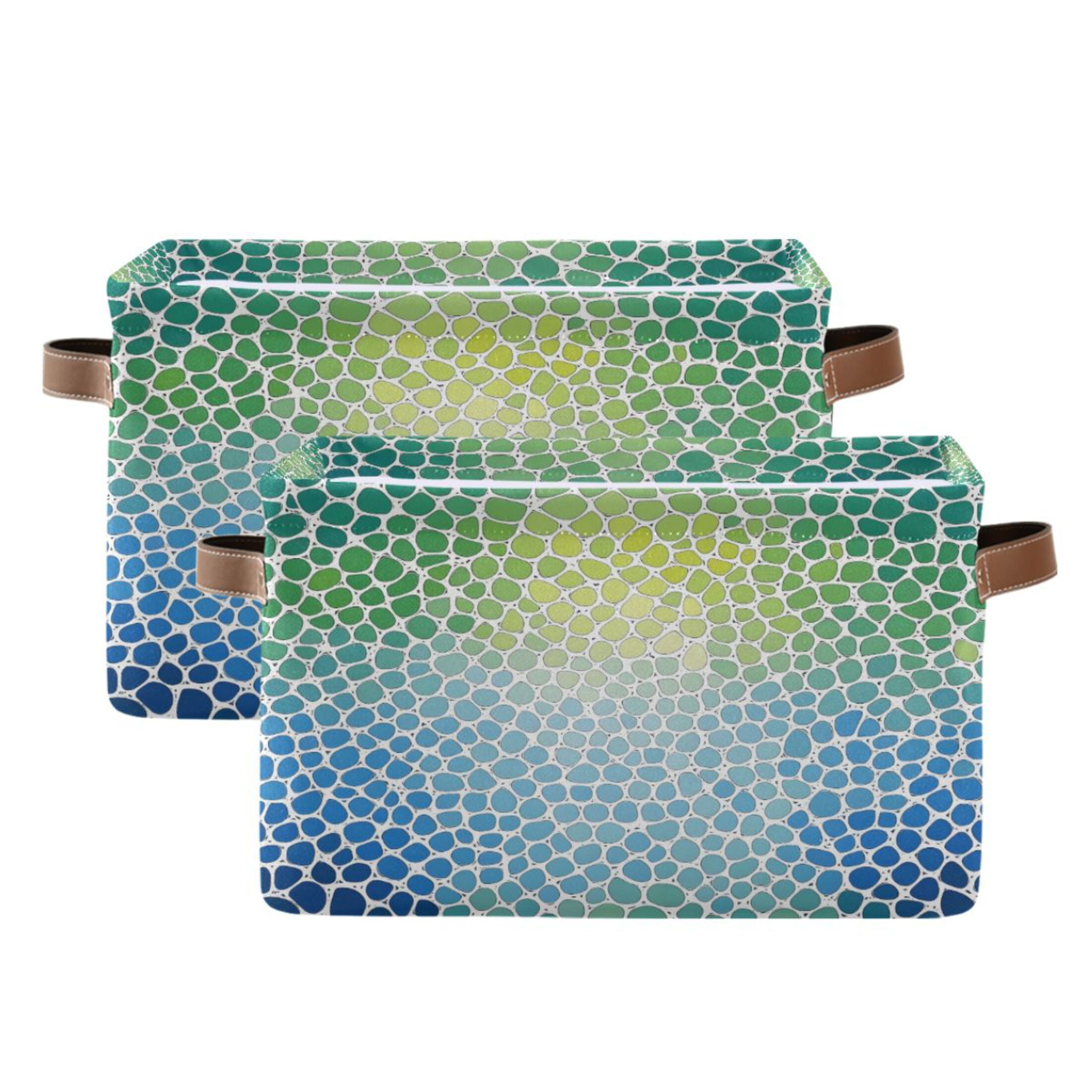 Ryvnso Gradient Green and Blue Storage Basket Large Bin Foldable Boxes ...