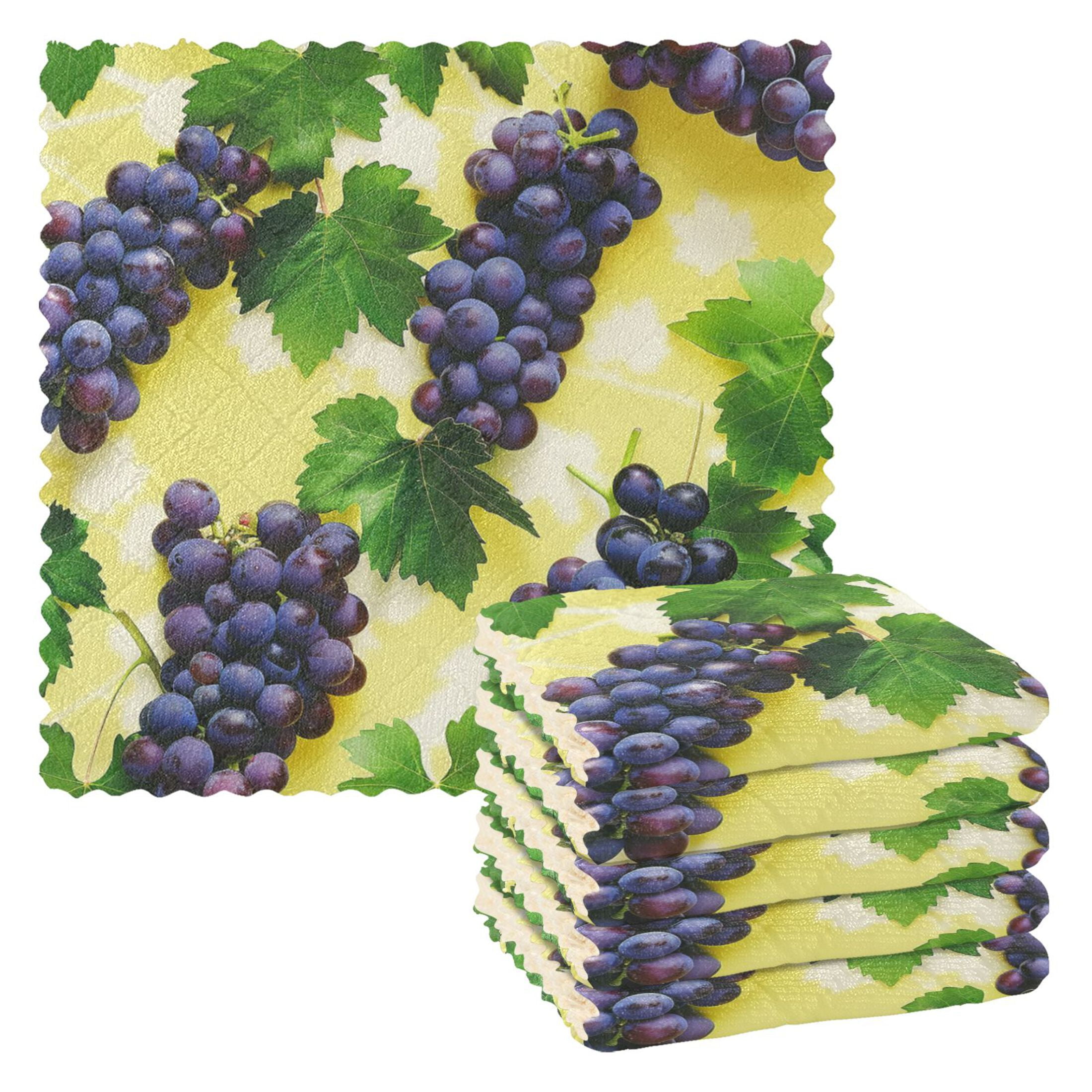 Ryvnso Grapes Fruit Kitchen Towels Dish Clothes for Drying Dishes ...