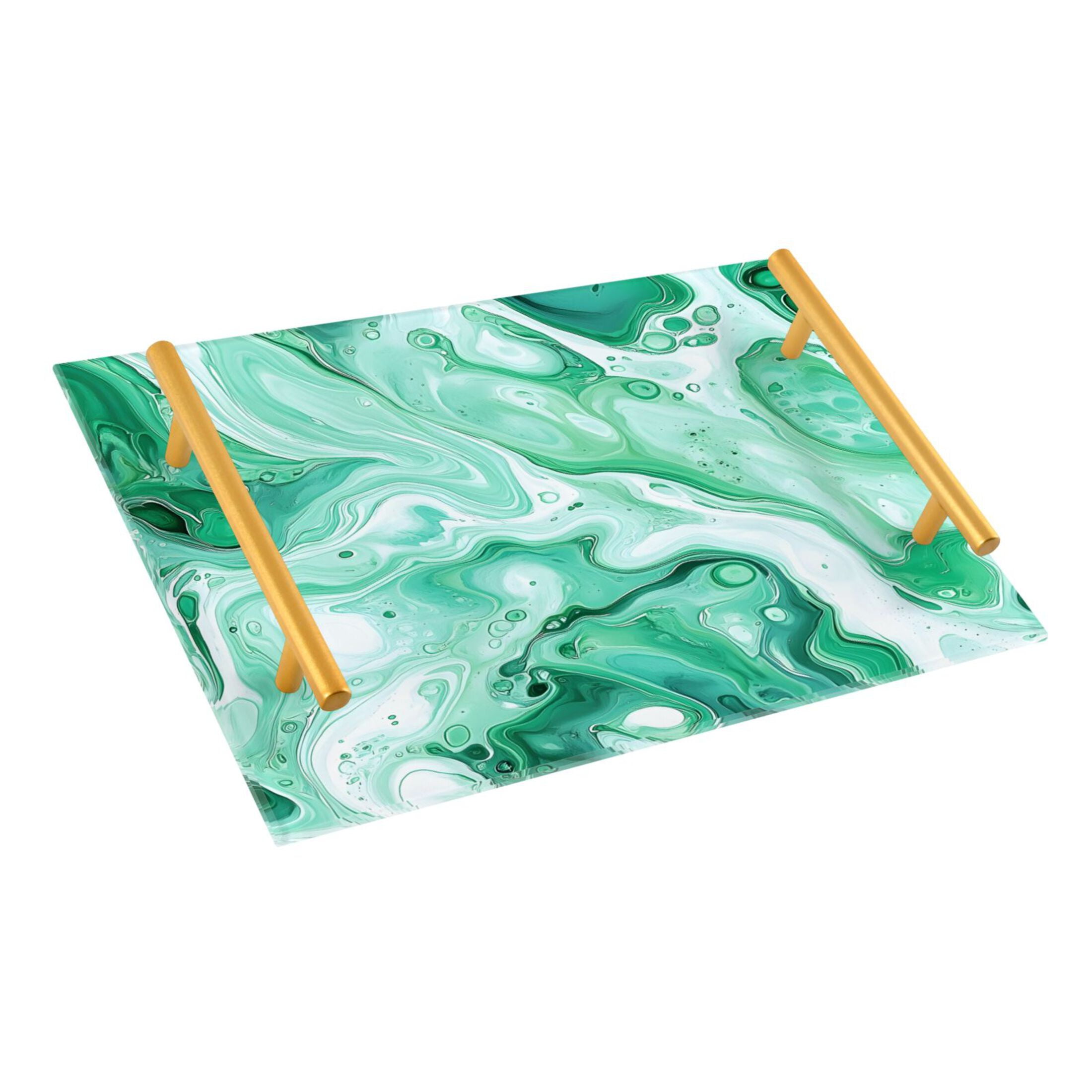 Ryvnso Green Marble Liquid Bathroom Tray Vanity Countertop Trays ...