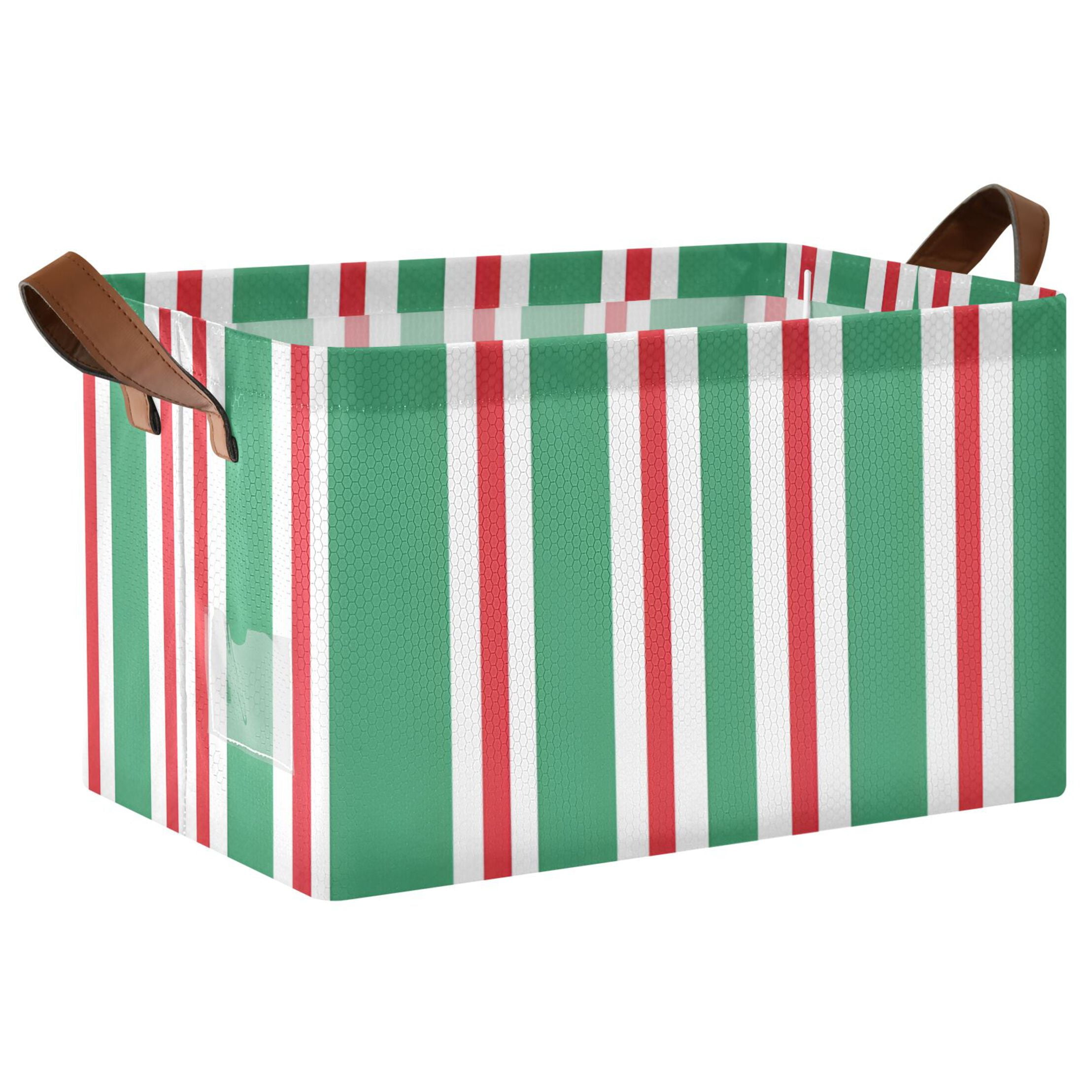 Ryvnso Green Red Stripe Storage Bins Large Basket Foldable Cube Toys ...