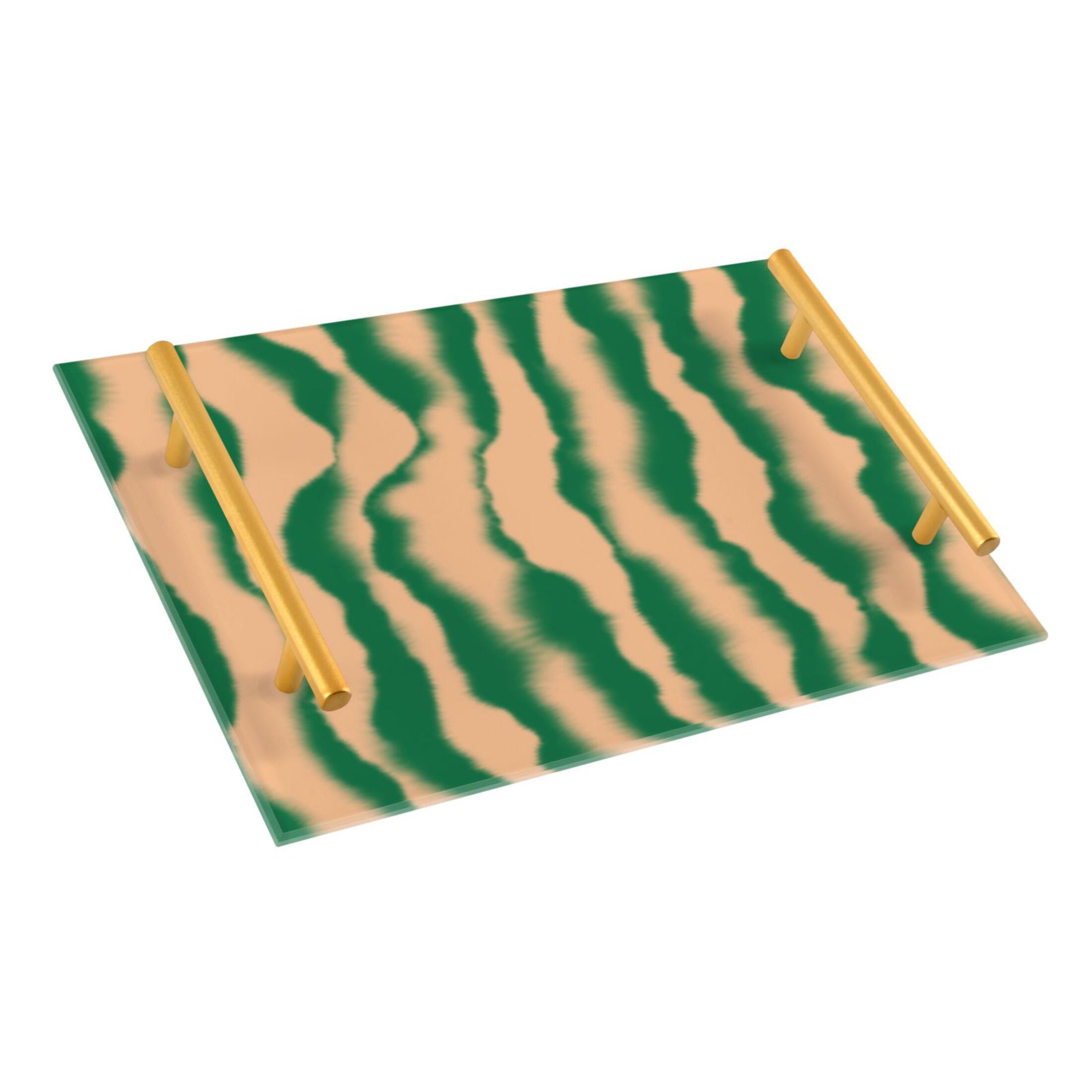 Ryvnso Green and Beige Wavy Lines Bathroom Tray Vanity Countertop Trays ...