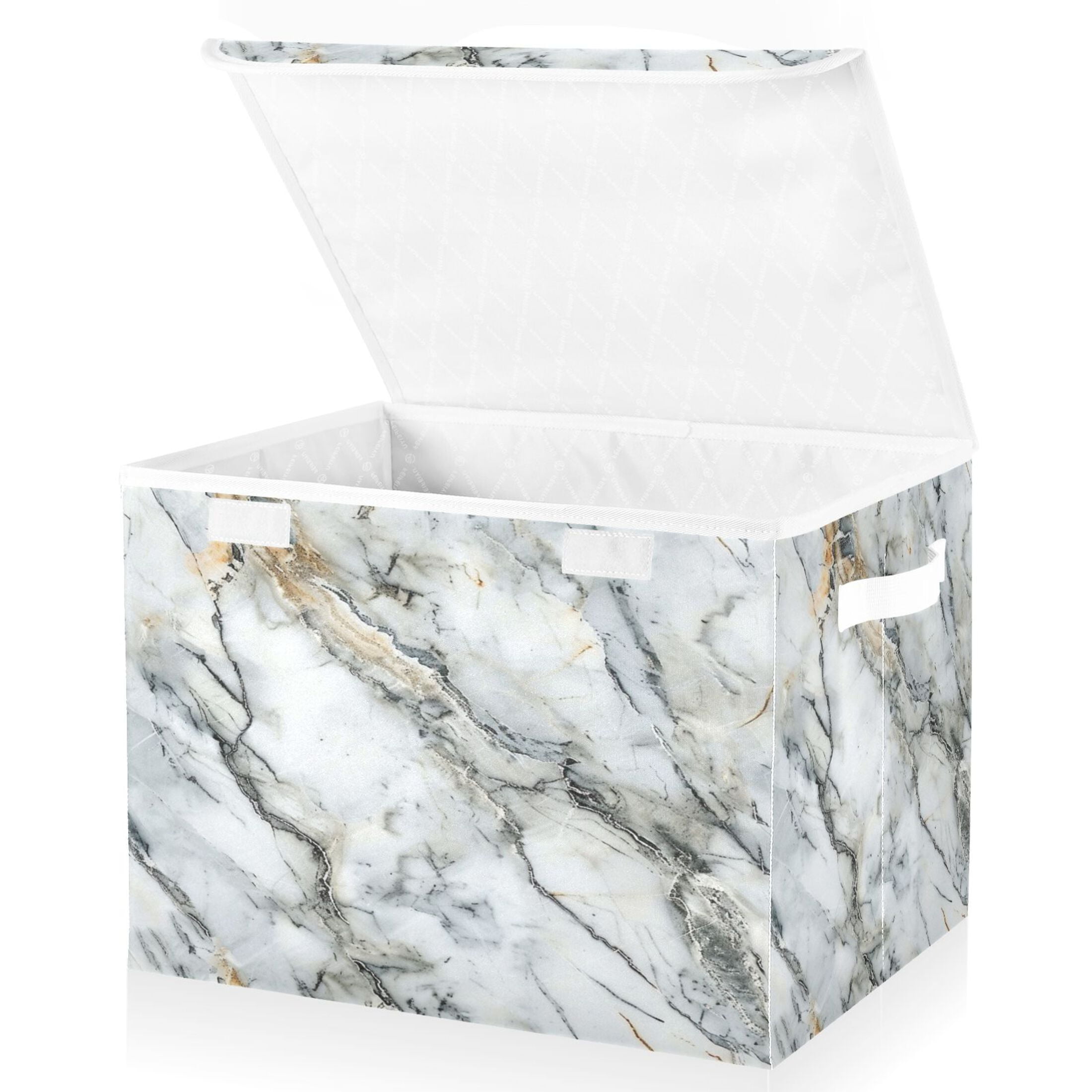 Ryvnso Grey Golden Marble Large Lidded Foldable Storage Baskets Cubes ...