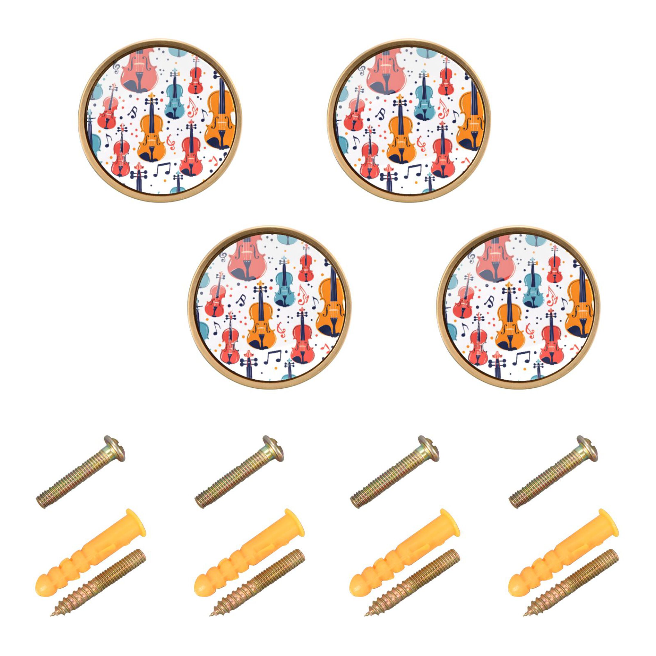 Ryvnso Guitar Music Notes Cabinet Knobs Kitchen Door Round Pulls ...