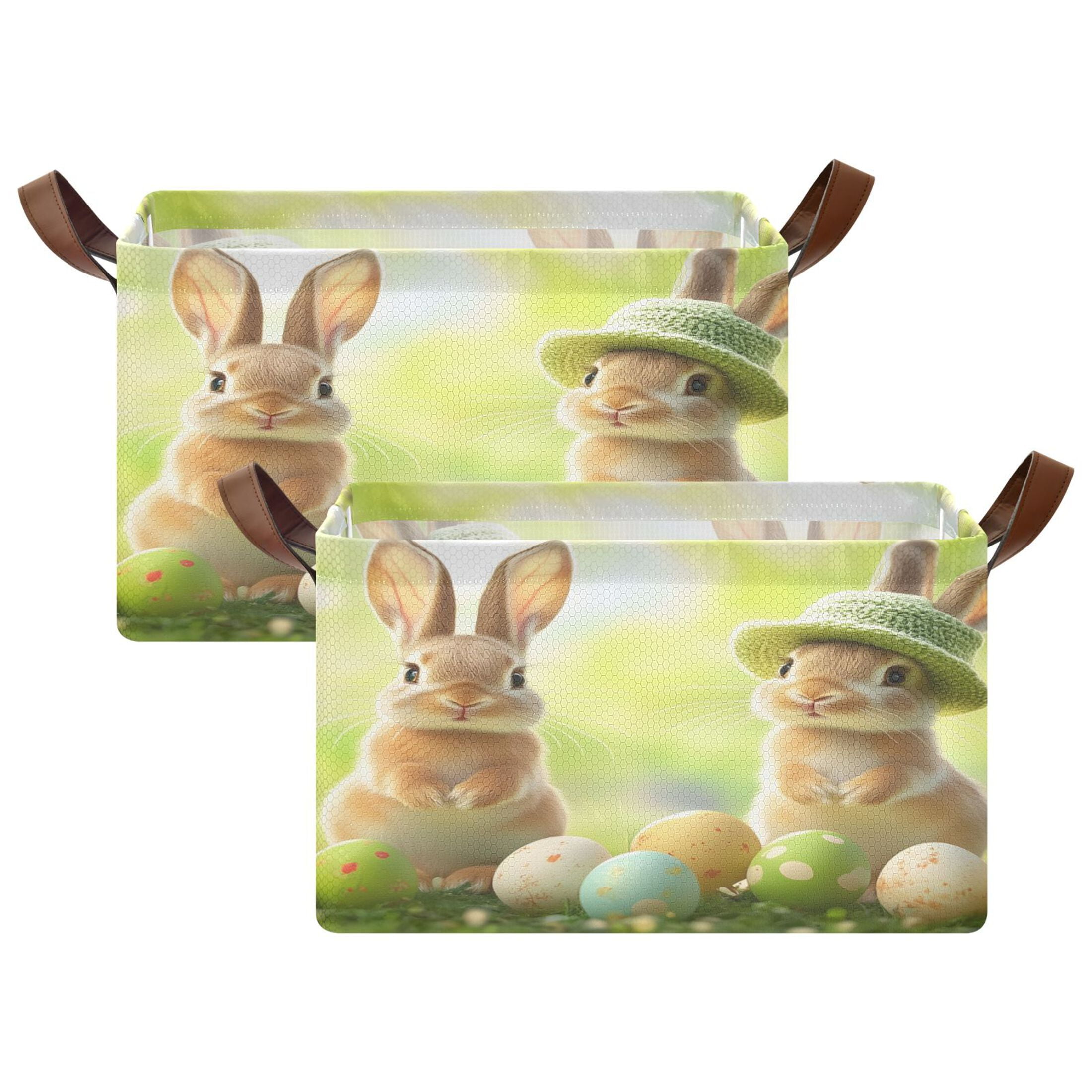 Ryvnso Happy Easter Bunny Storage Bins Large Basket Foldable Cube Toys ...
