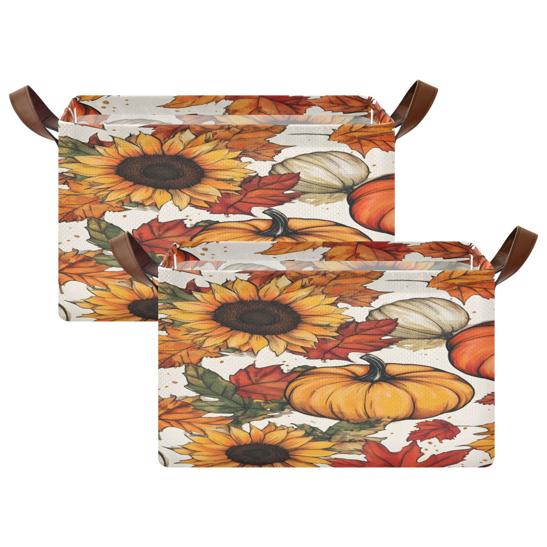 Ryvnso Harvest Fall Pumpkins Storage Bins Large Basket Foldable Cube ...