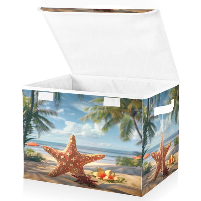 Ryvnso Hawaiian Star Fish Tropical Large Lidded Foldable Storage ...