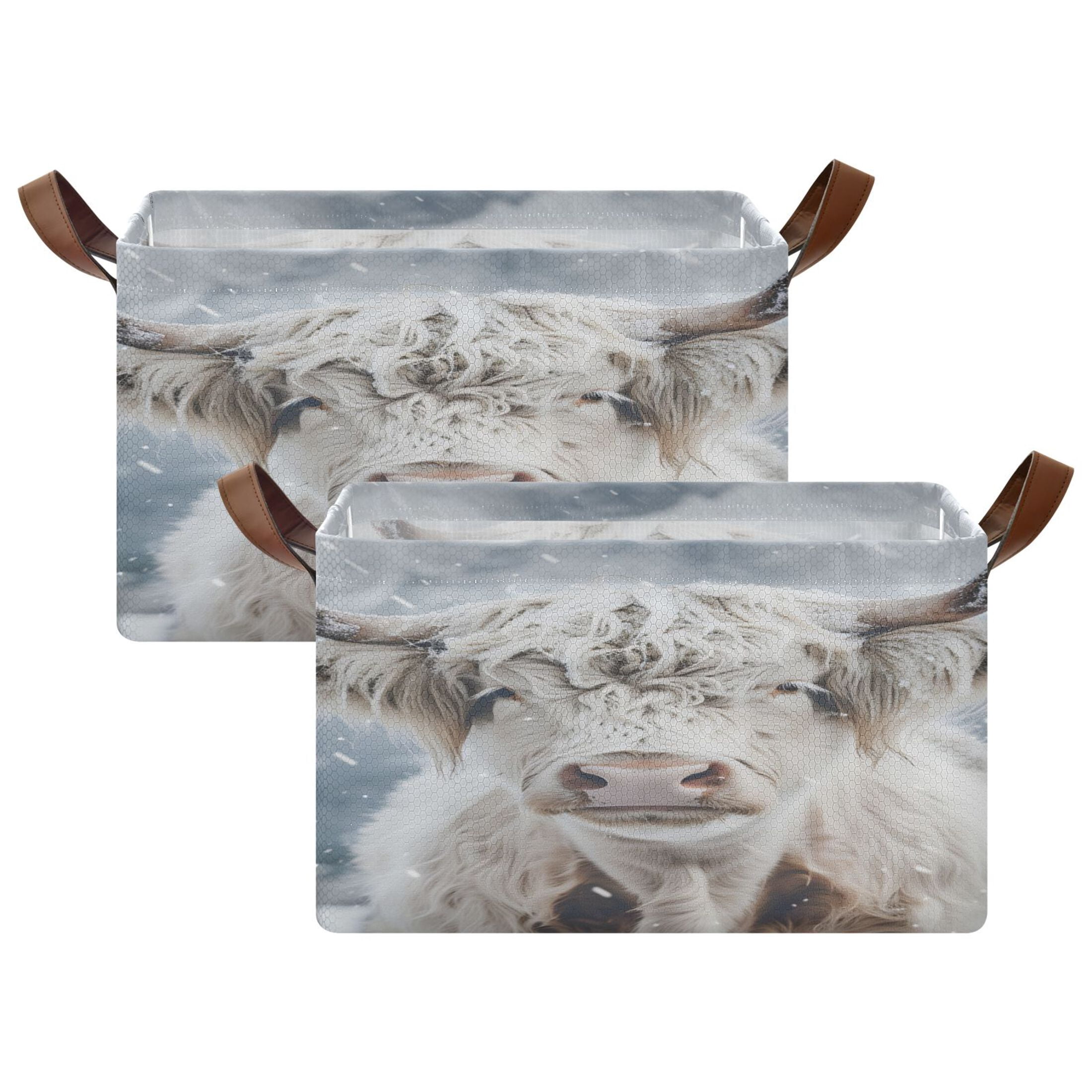 Ryvnso Highland Cattle Winter Storage Bins Large Basket Foldable Cube ...