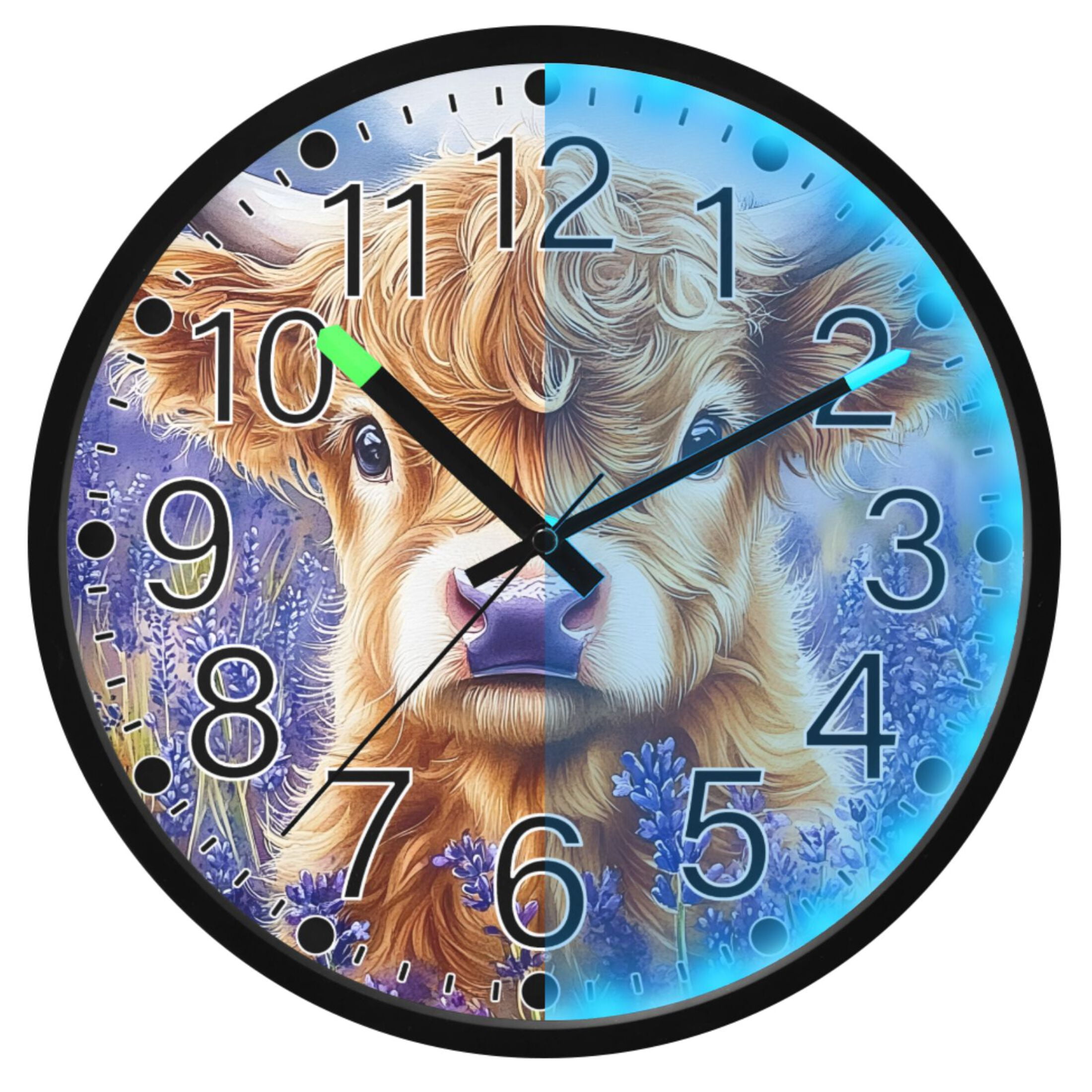 Ryvnso Highland Cattle in Lavender 12 Inch Night Light Wall Clock ...