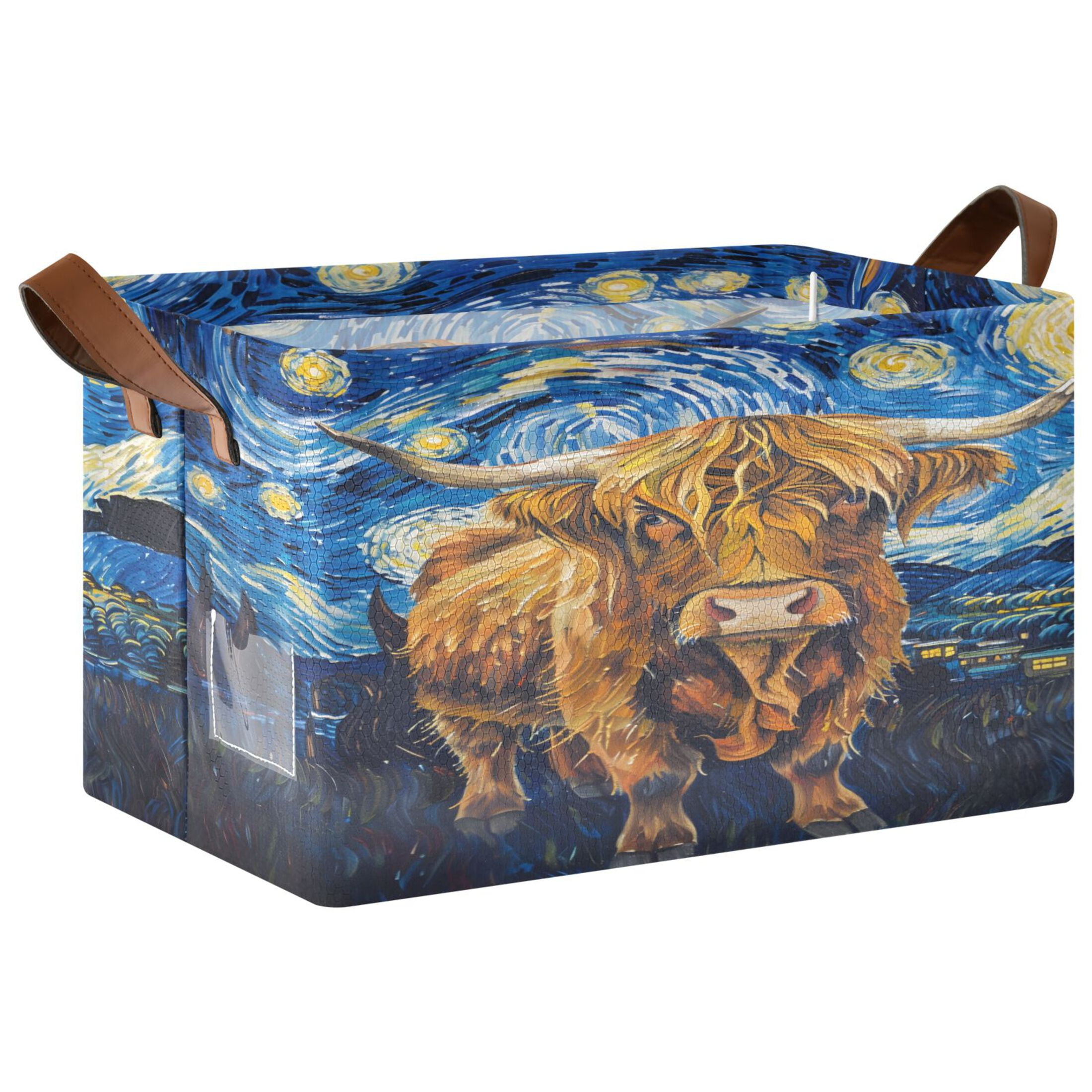 Ryvnso Highland Cattle in Starry Night Storage Bins Large Basket ...