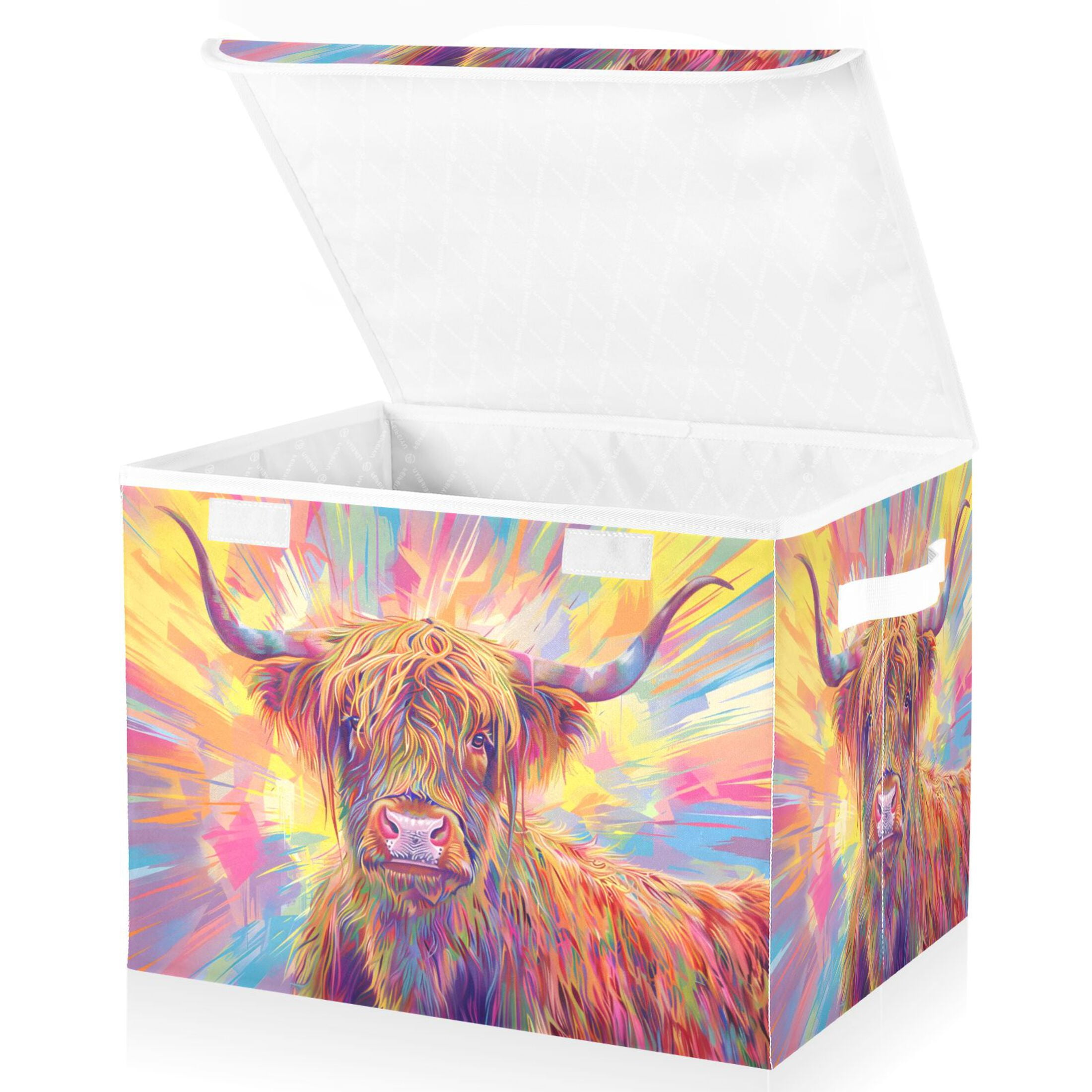 Ryvnso Highland Cow Large Lidded Foldable Storage Baskets Cubes Boxes ...