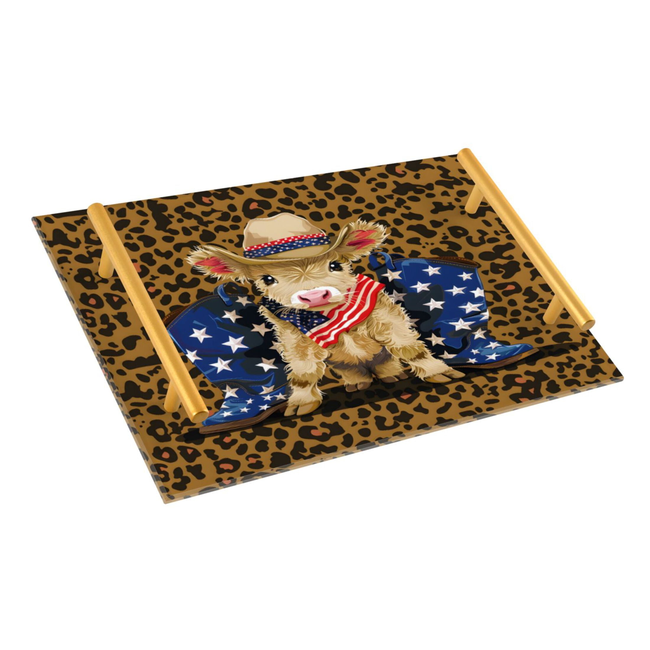 Ryvnso Highland Cow Leopard Bathroom Tray Vanity Countertop Trays ...