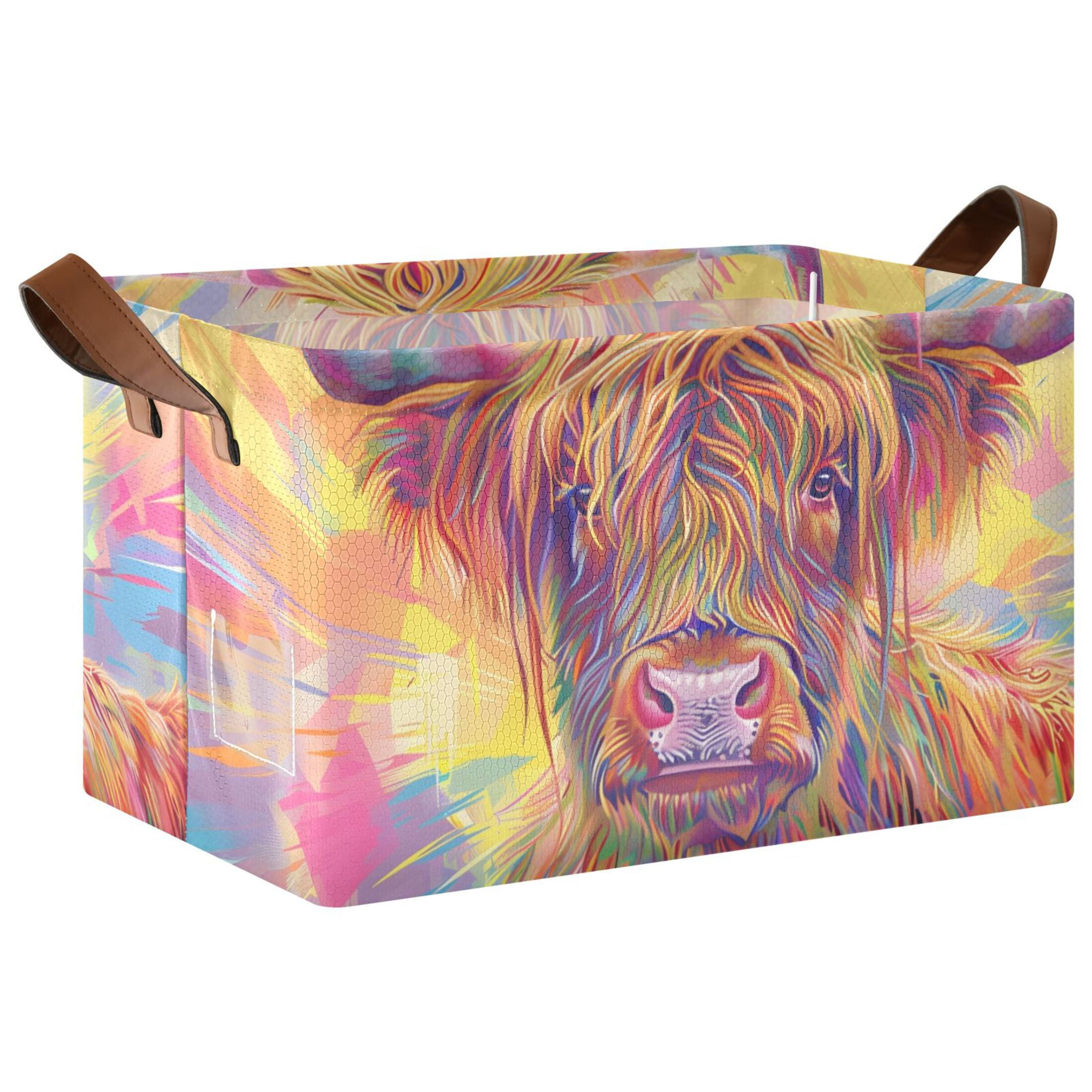 Ryvnso Highland Cow Storage Bins Large Basket Foldable Cube Toys ...