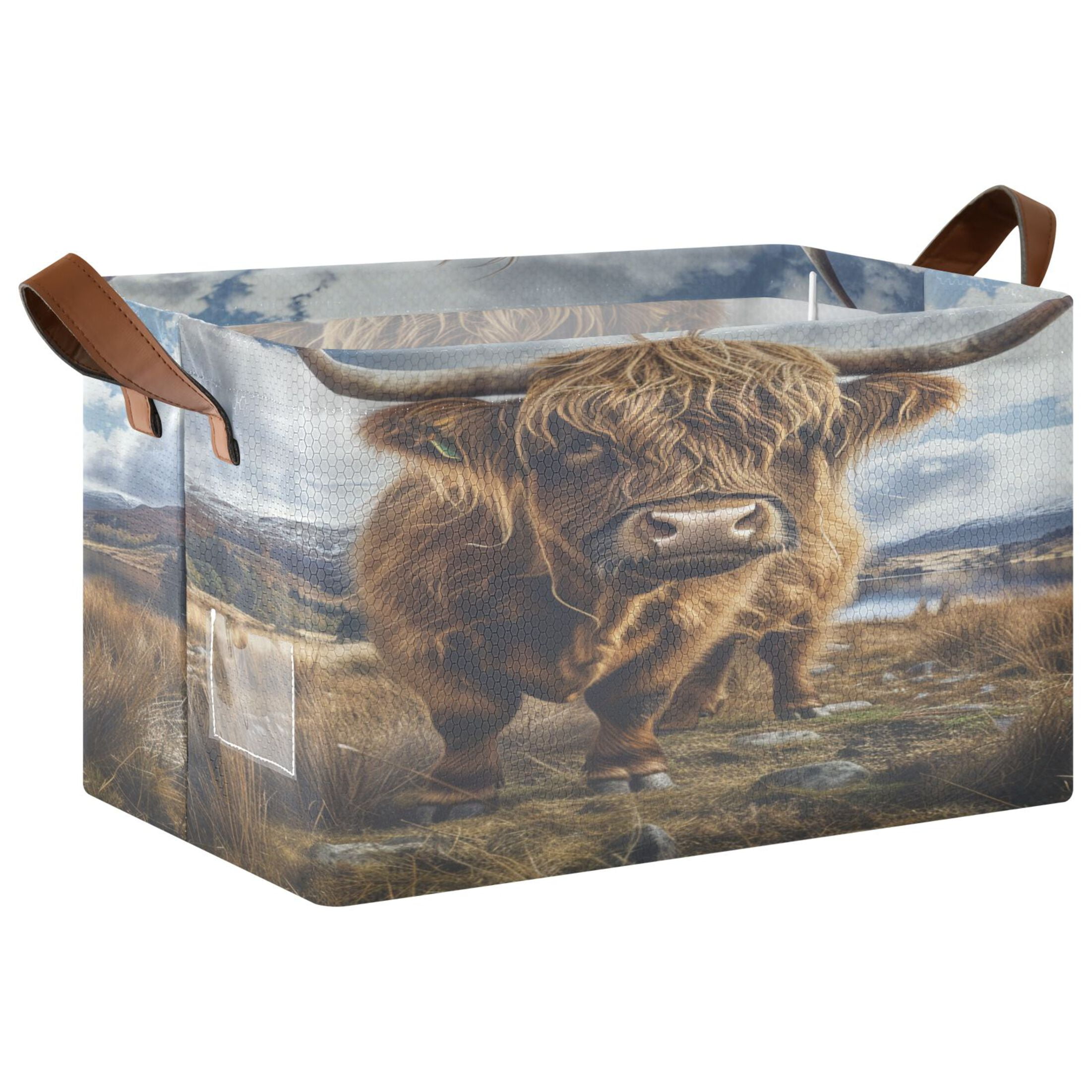 Ryvnso Highland Cow Storage Bins Large Basket Foldable Cube Toys ...