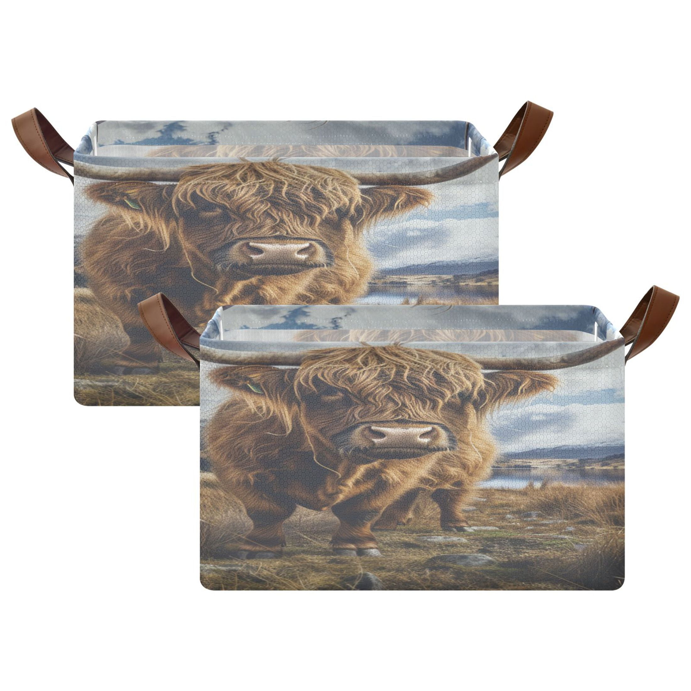 Ryvnso Highland Cow Storage Bins Large Basket Foldable Cube Toys ...