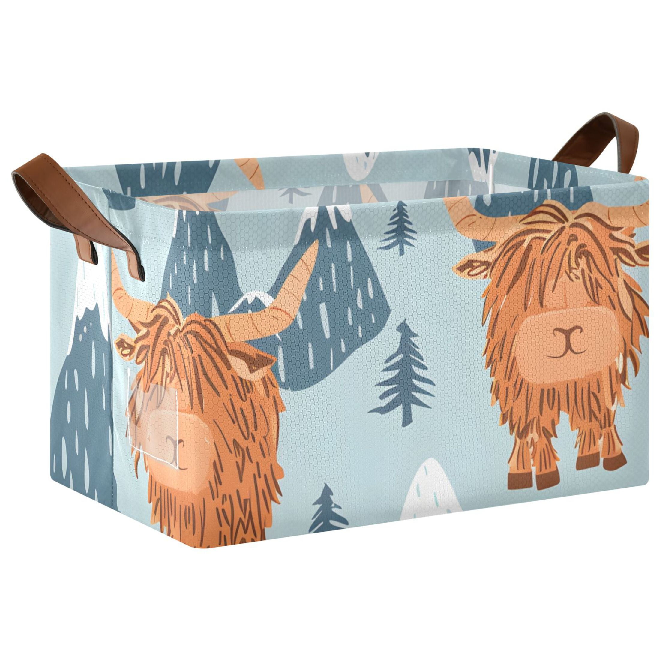 Ryvnso Highland Cow and Mountains Storage Bins Large Basket Foldable ...