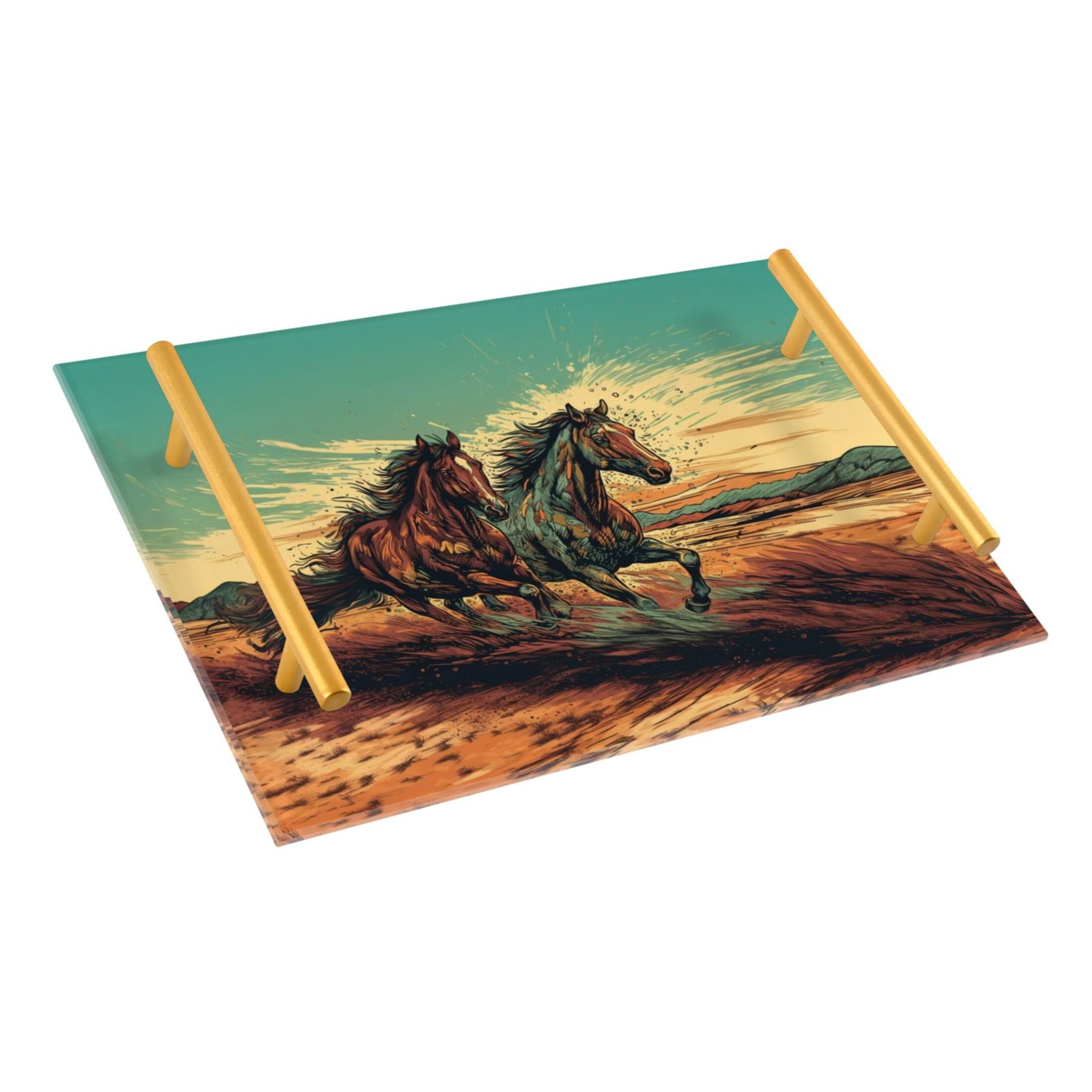 Ryvnso Horse Running on Grassland Bathroom Tray Vanity Countertop Trays ...