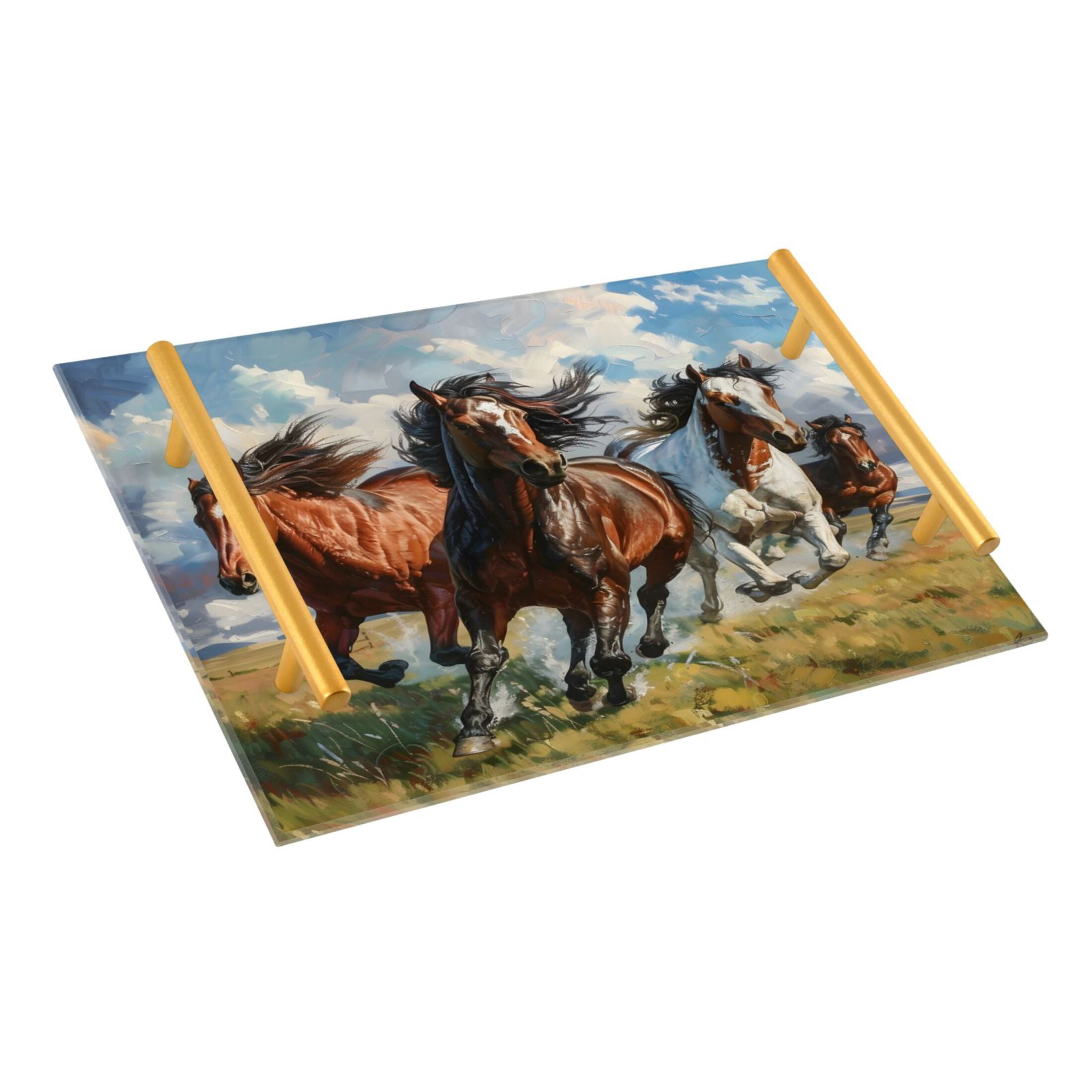 Ryvnso Horses Running Bathroom Tray Vanity Countertop Trays Acrylic ...