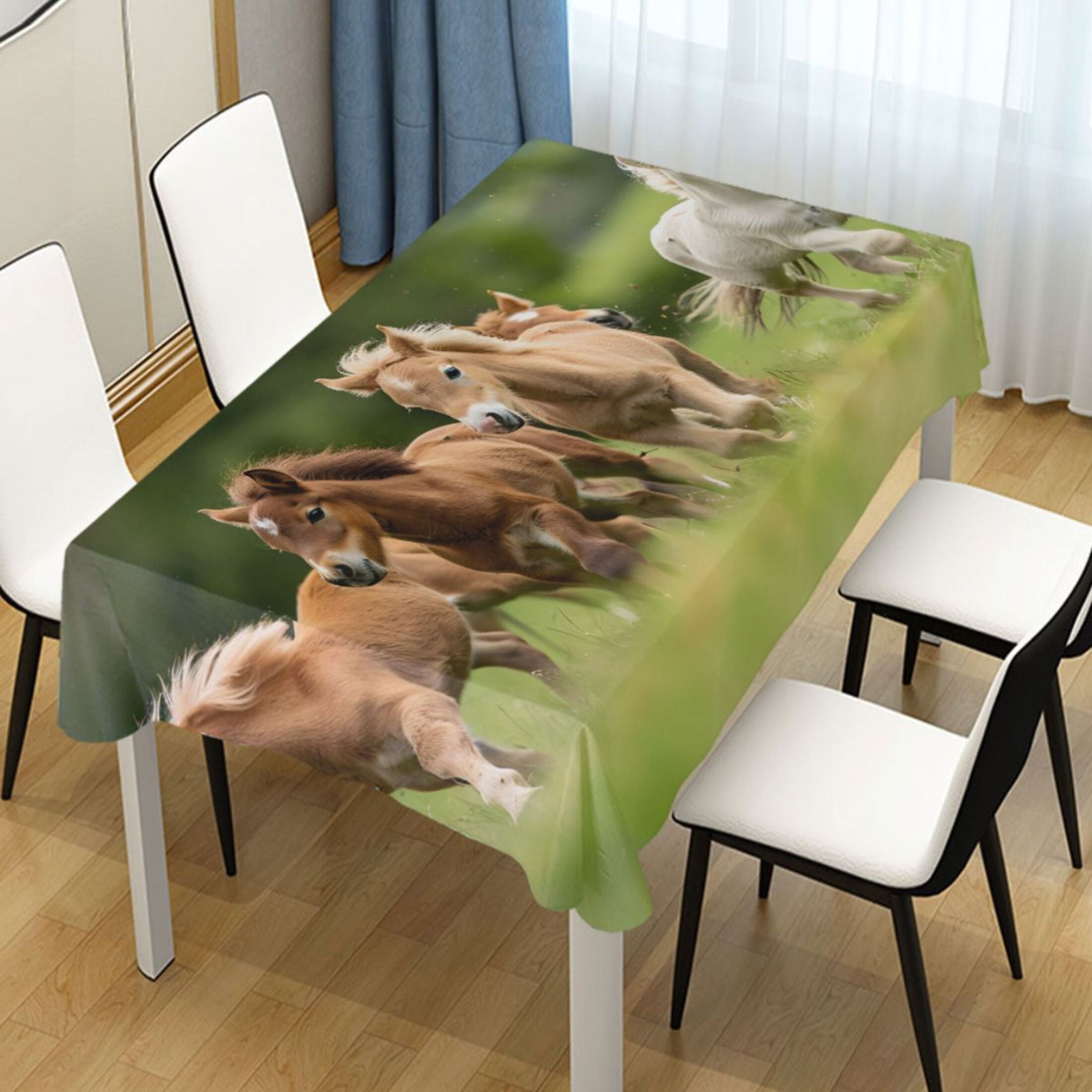 Ryvnso Horses in Meadow Rectangle Table Cloth Tablecover Dinning ...