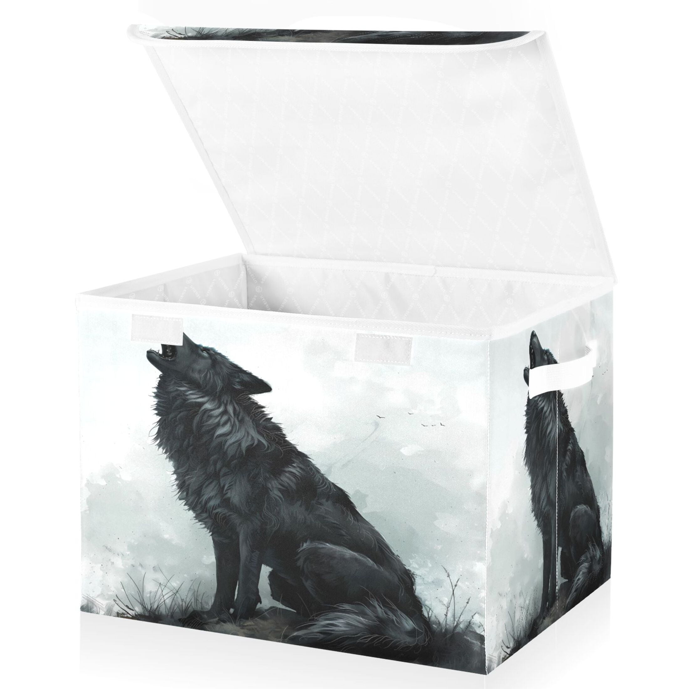 Ryvnso Howling Wolf Large Lidded Foldable Storage Baskets Cubes Boxes ...
