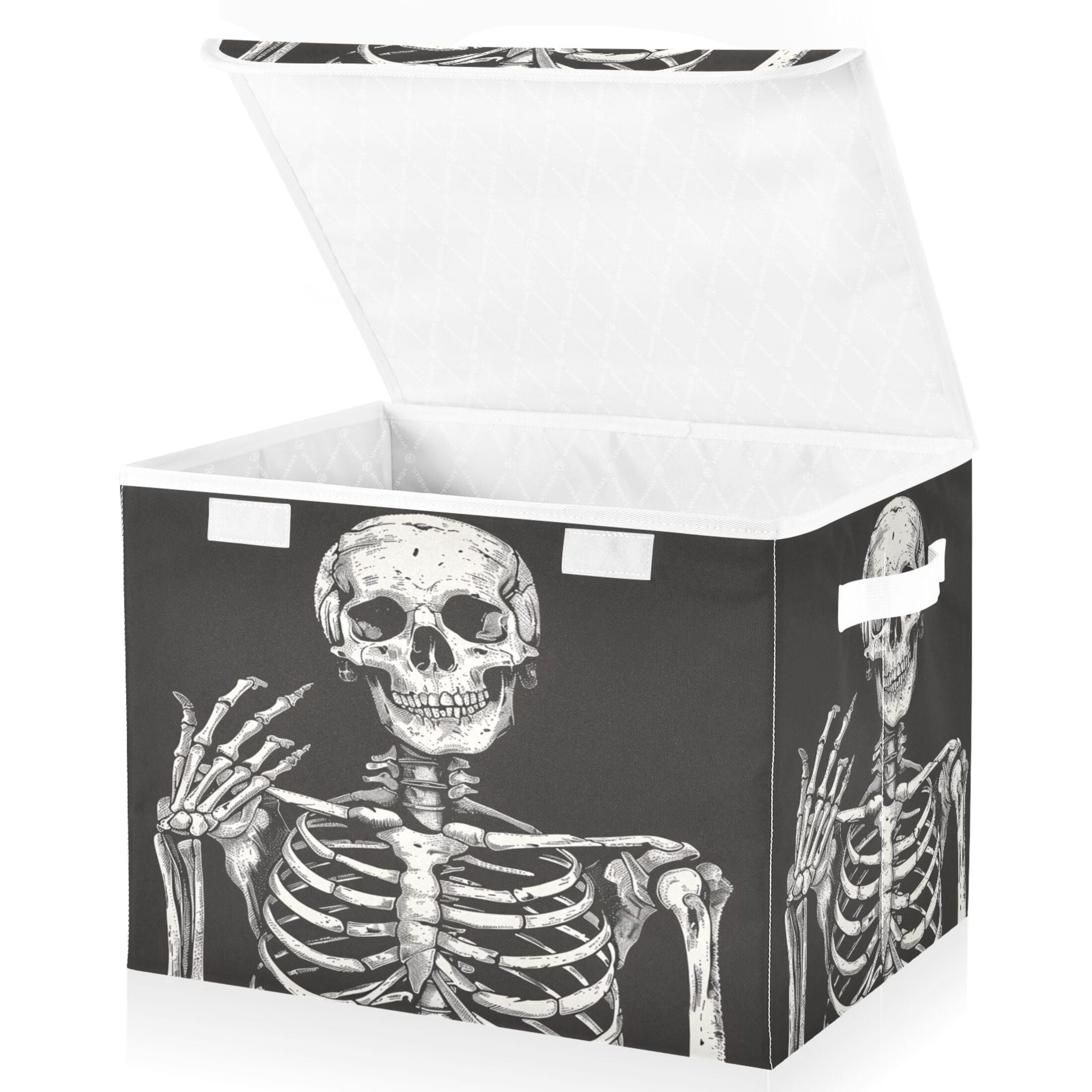 Ryvnso Human Skeleton Skull Large Lidded Foldable Storage Baskets Cubes ...