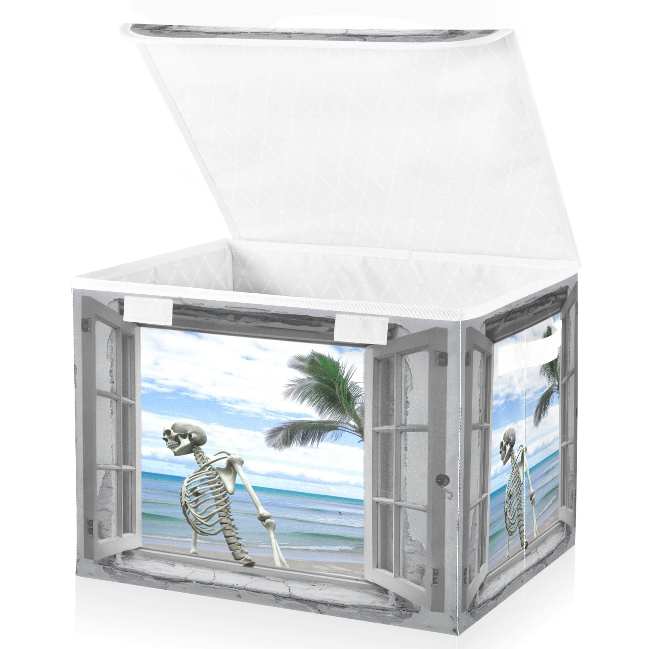 Ryvnso Human Skeleton on Beach Large Lidded Foldable Storage Baskets ...