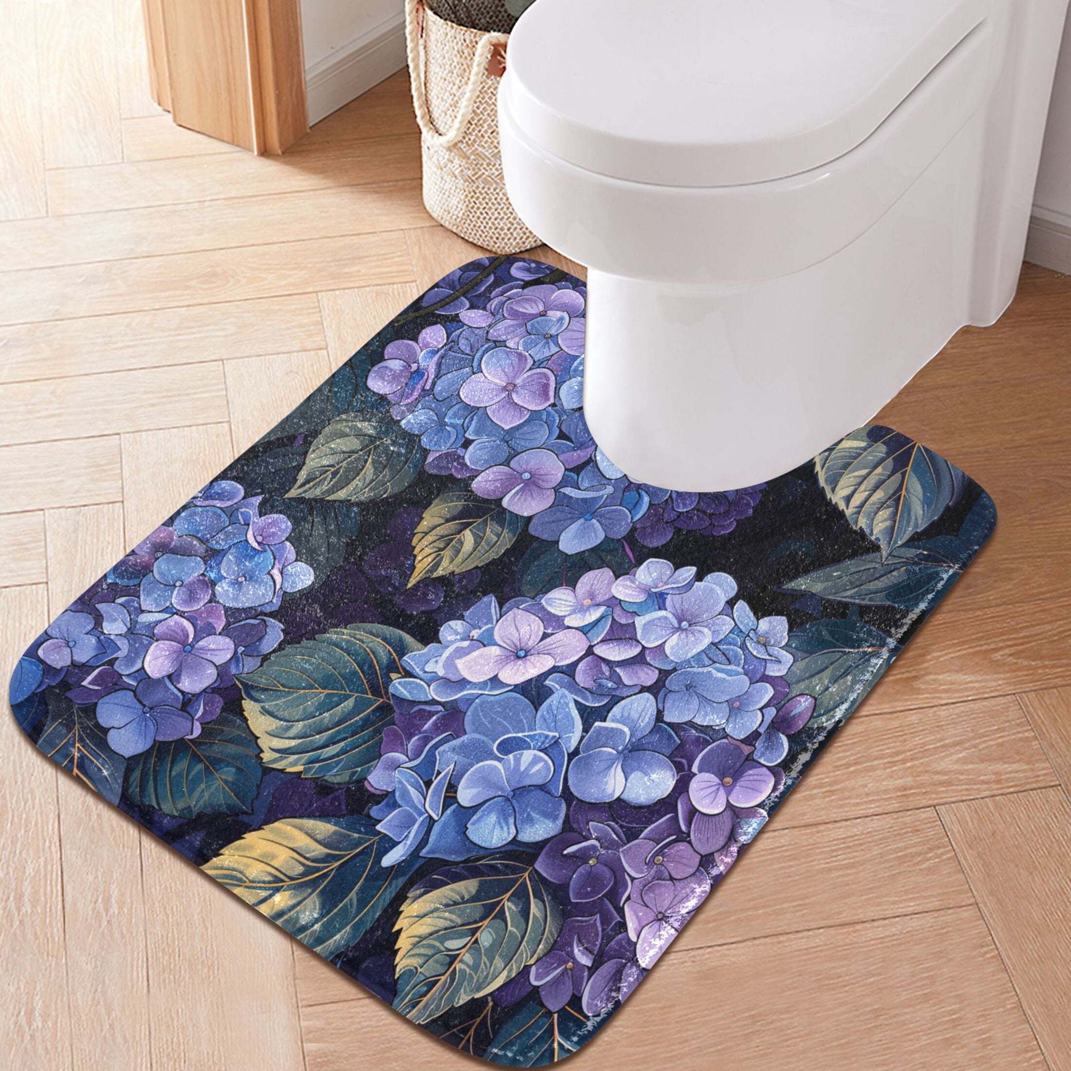Ryvnso Hydrangeas Flowers Leaves Bathroom Shaggy Rugs Toilet U Shape ...