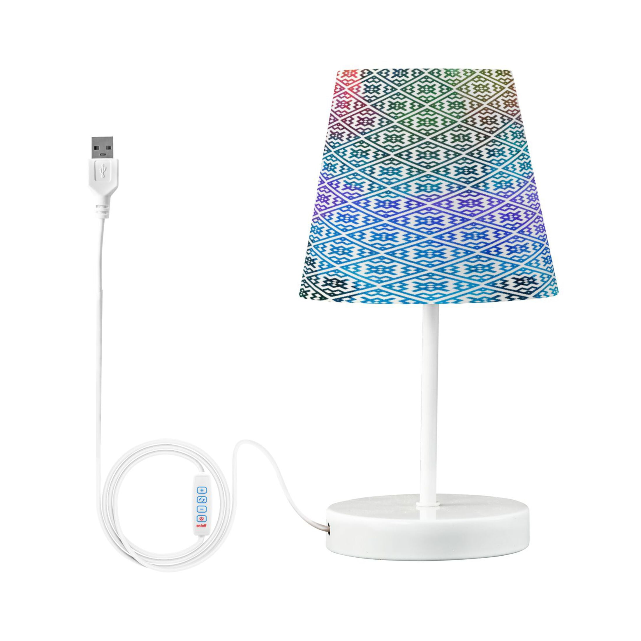 Ryvnso LED Bedside Table Lamp Abstract Geometry Rainbow Print Bedroom ...