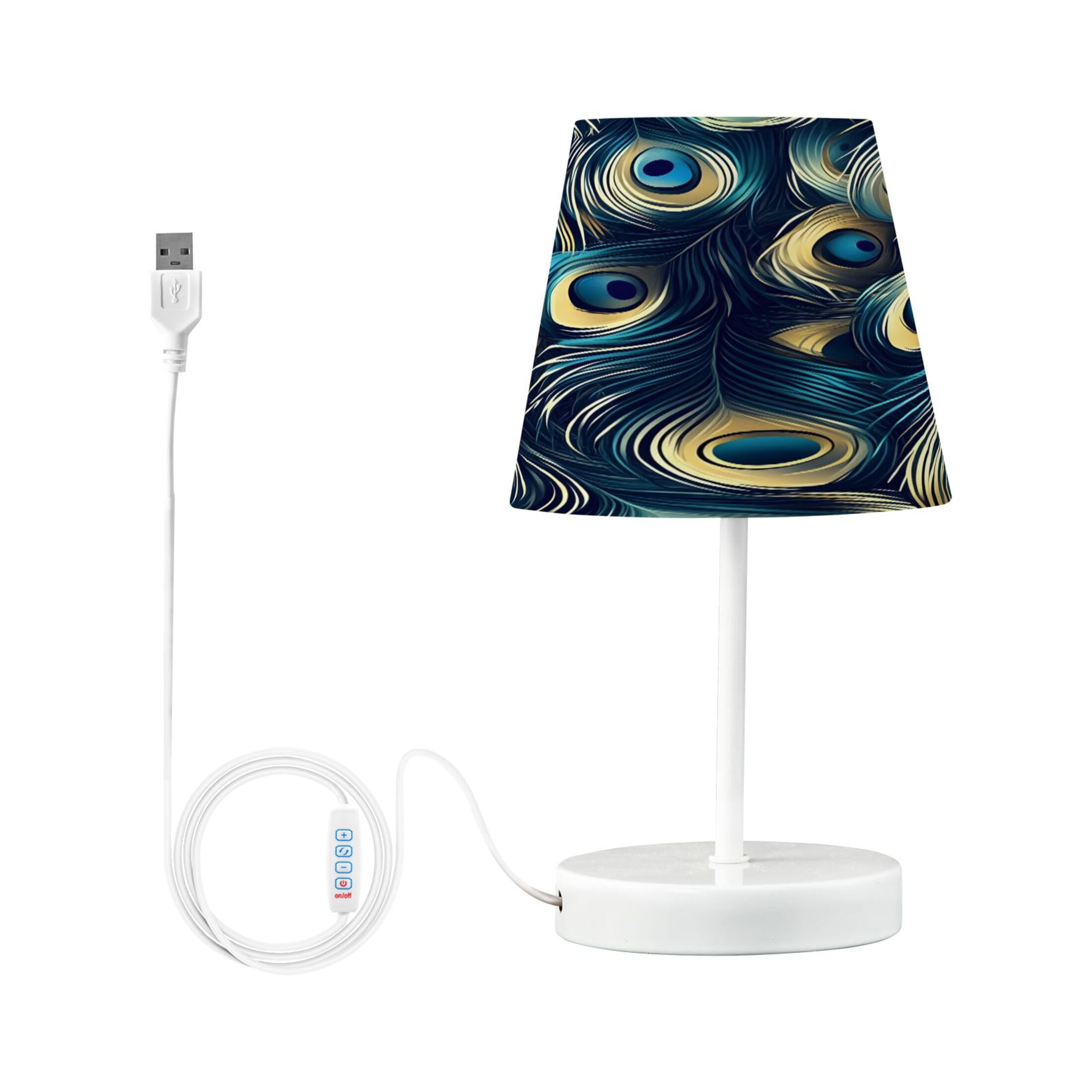 Ryvnso LED Bedside Table Lamp Abstract Peacock Feathers-p2 Bedroom Desk ...