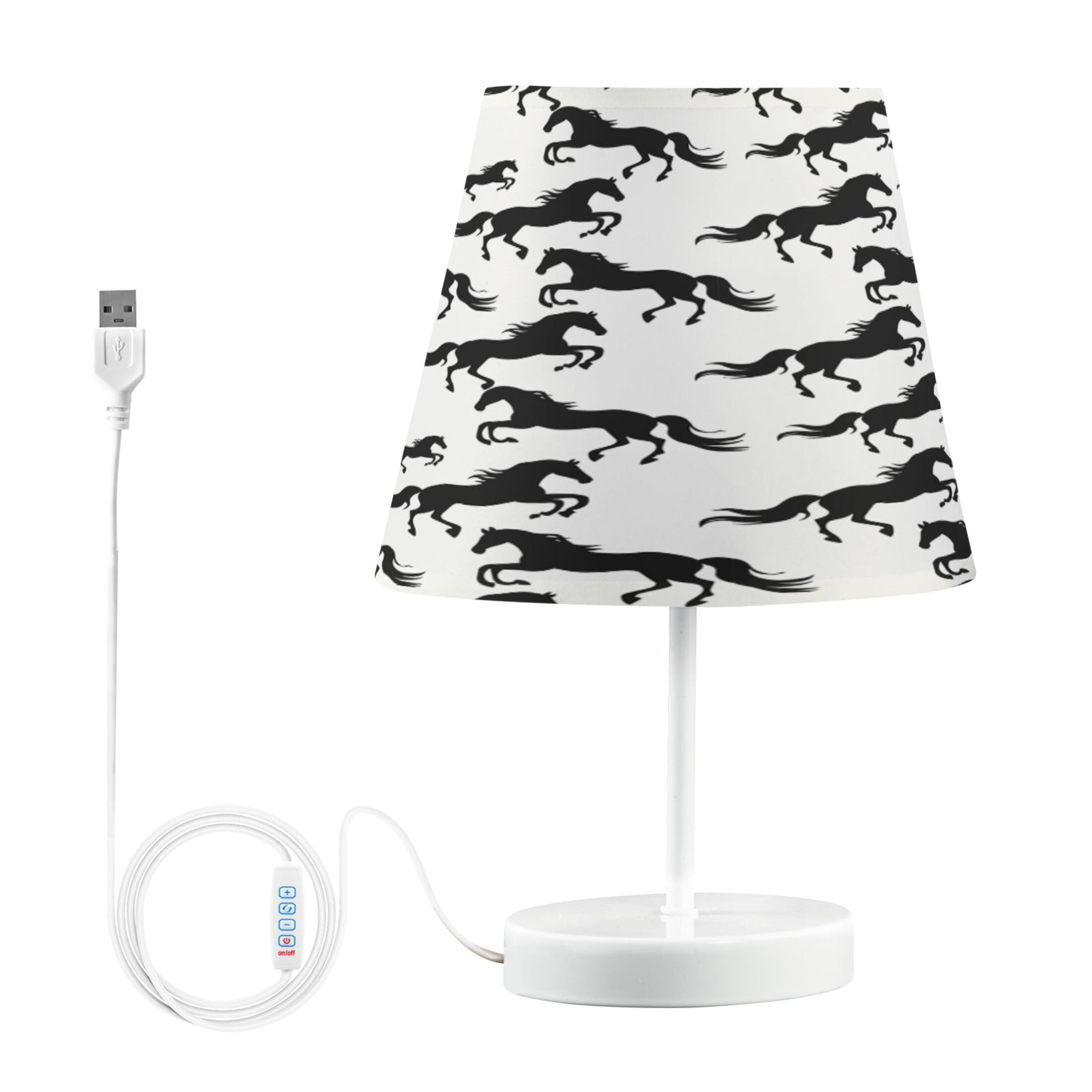 Ryvnso LED Bedside Table Lamp Black Horses Bedroom Desk Lamps ...