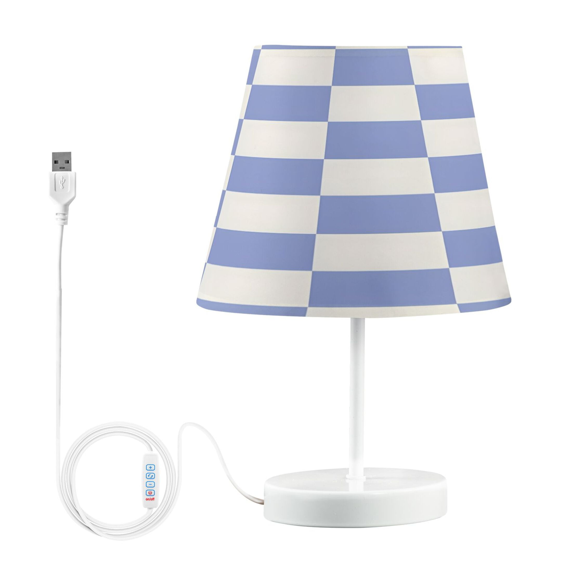 Ryvnso LED Bedside Table Lamp Blue Checkered Grid Pattern Bedroom Desk ...