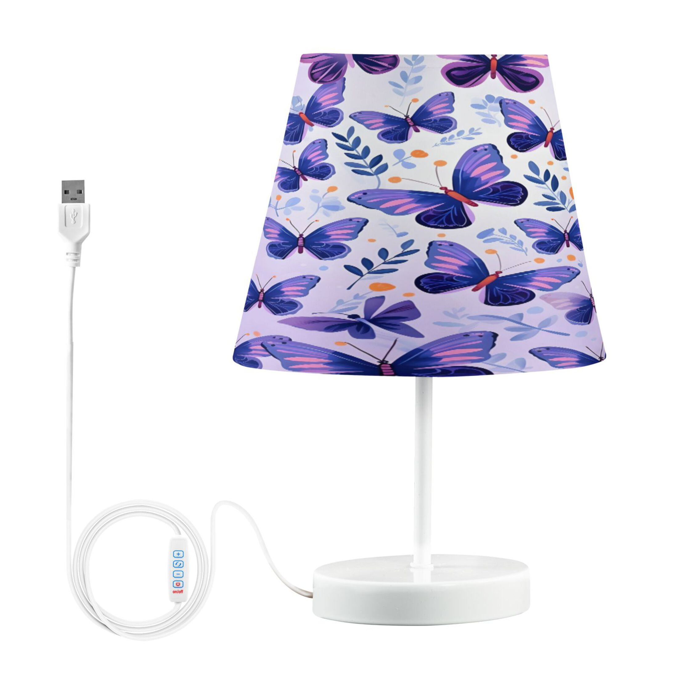 Ryvnso LED Bedside Table Lamp Butterflies in Purple Bedroom Desk Lamps ...
