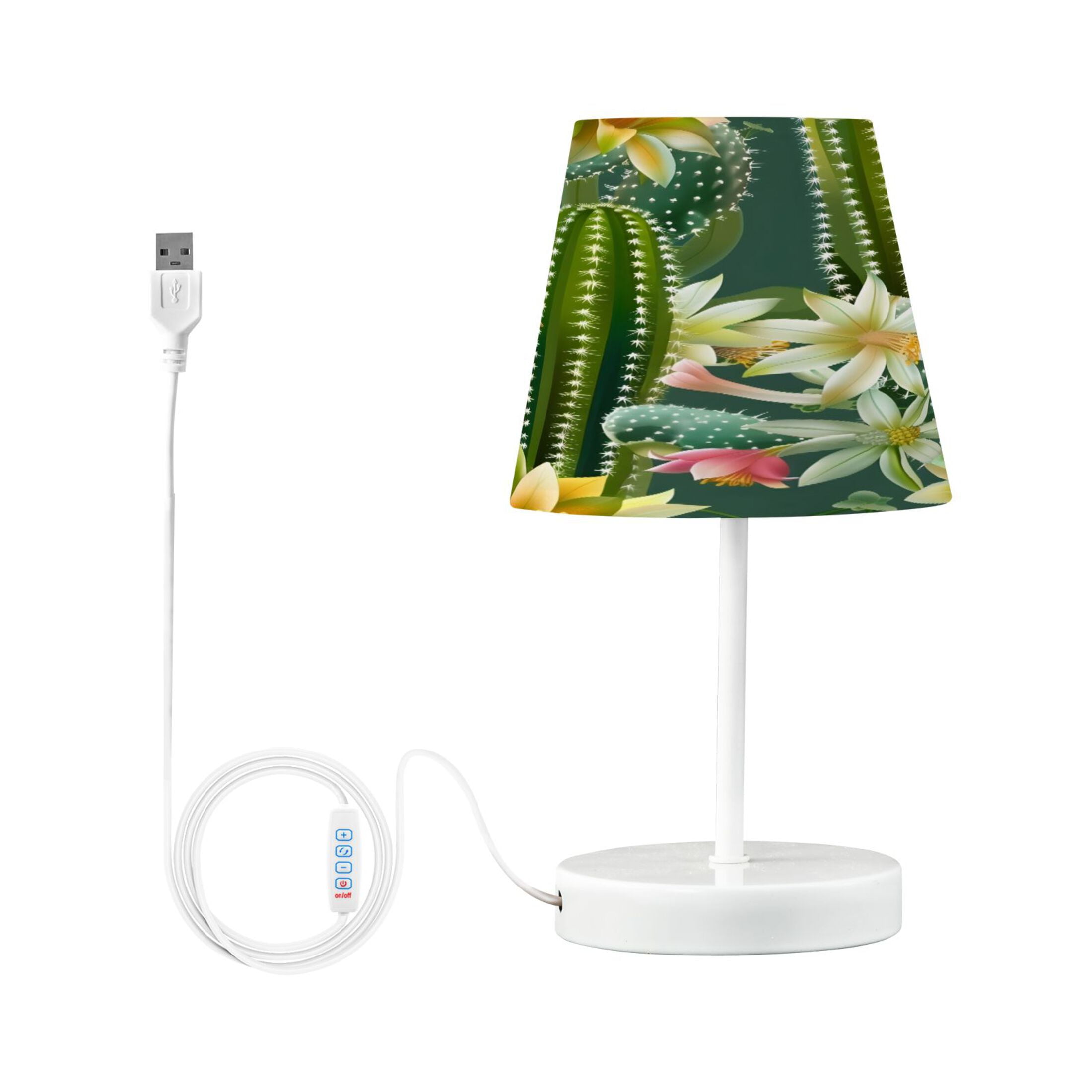 Ryvnso LED Bedside Table Lamp Cactus and Flowers Bedroom Desk Lamps ...